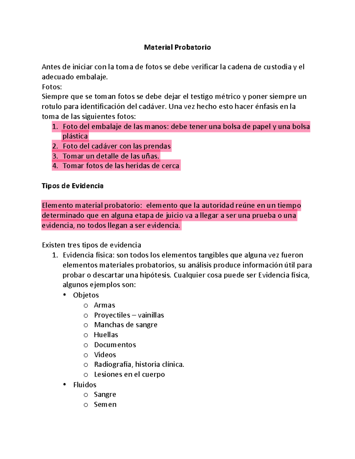 13. Prueba Pericial - Medicina legal - Material Probatorio Antes de ...