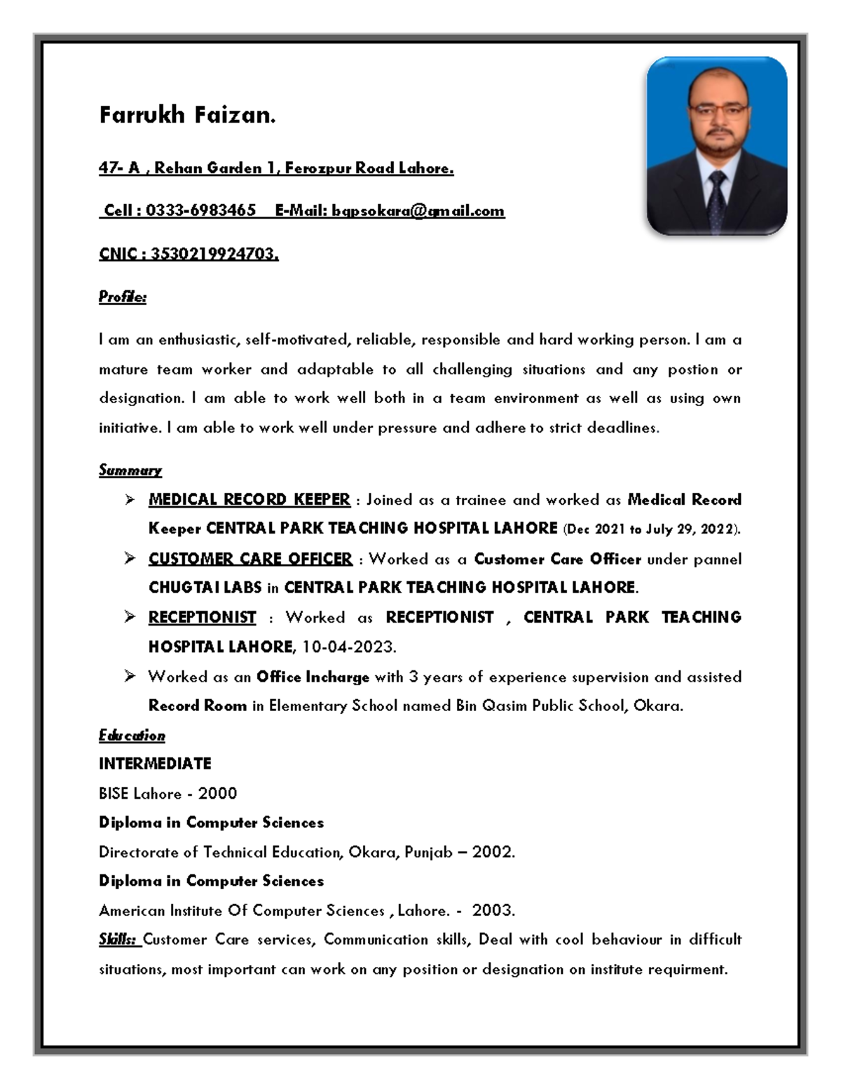Farrukh CV - Business English - Studocu