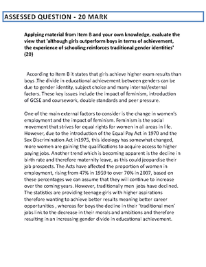 Applying material from item A and your knowledge - (20 marks) As people ...