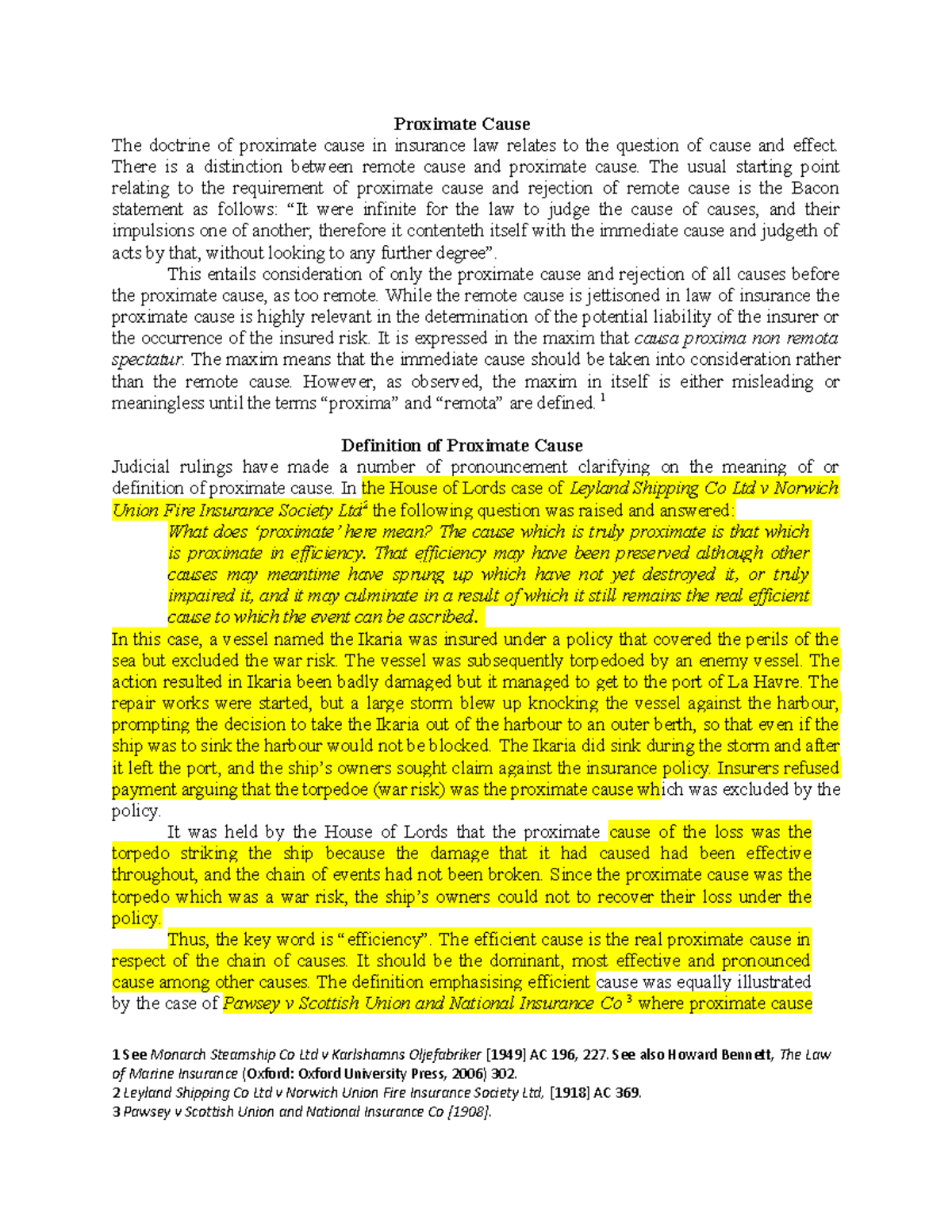 Proximate Cause-Doubel - Proximate Cause The doctrine of proximate ...