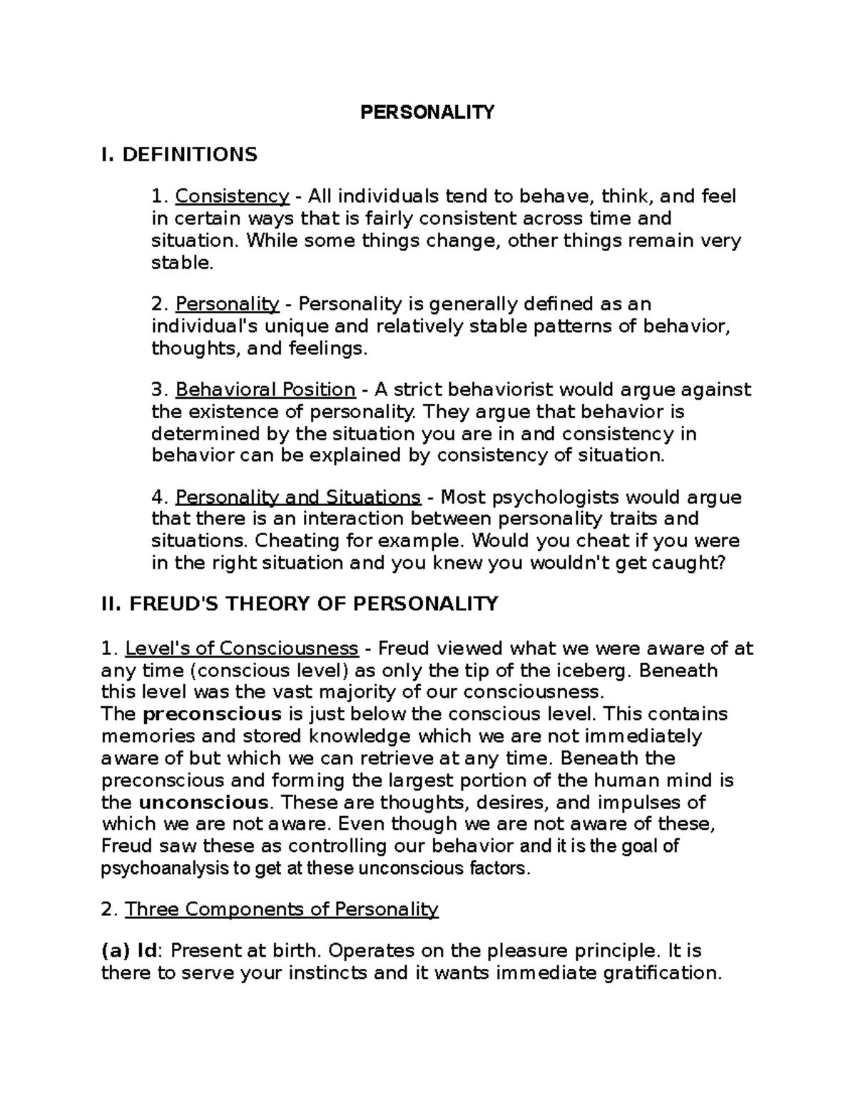Personality - walter davis' psychology class for summer 22 ...