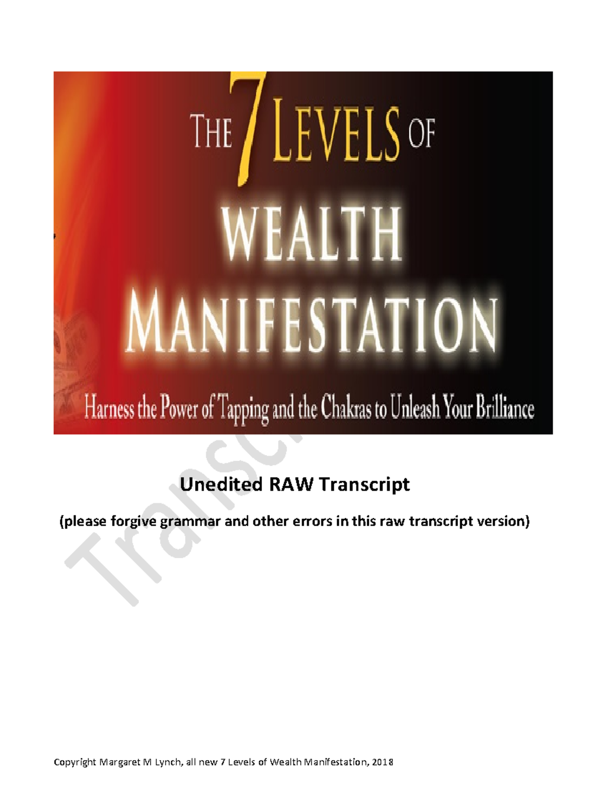 7 Levels of Wealth Manifestation Transcripts Modules 1 to 5 - Unedited RAW Transcript (please ...