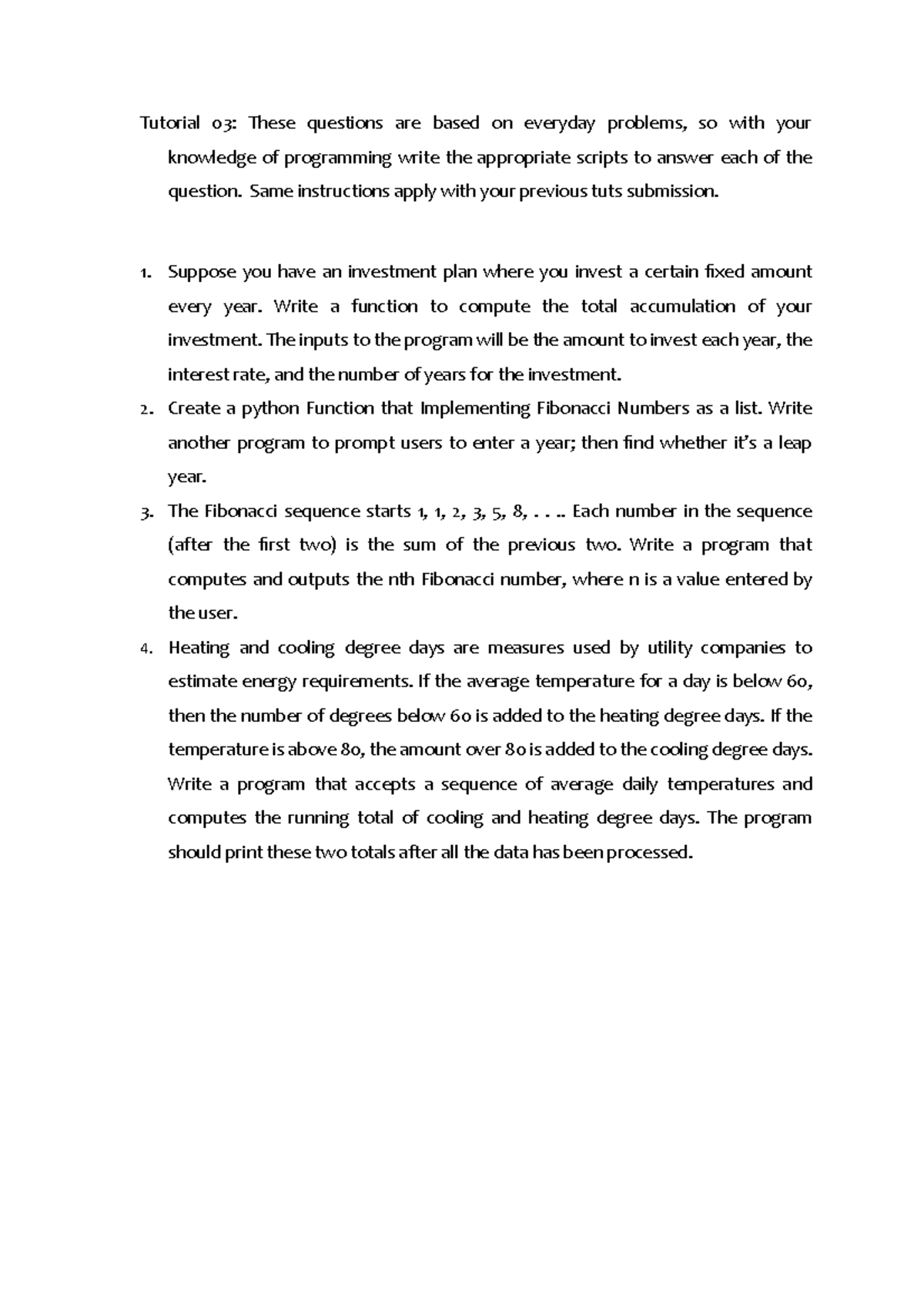 Tutorial 03 Last Tut Of Part One Tutorial 03 These Questions Are