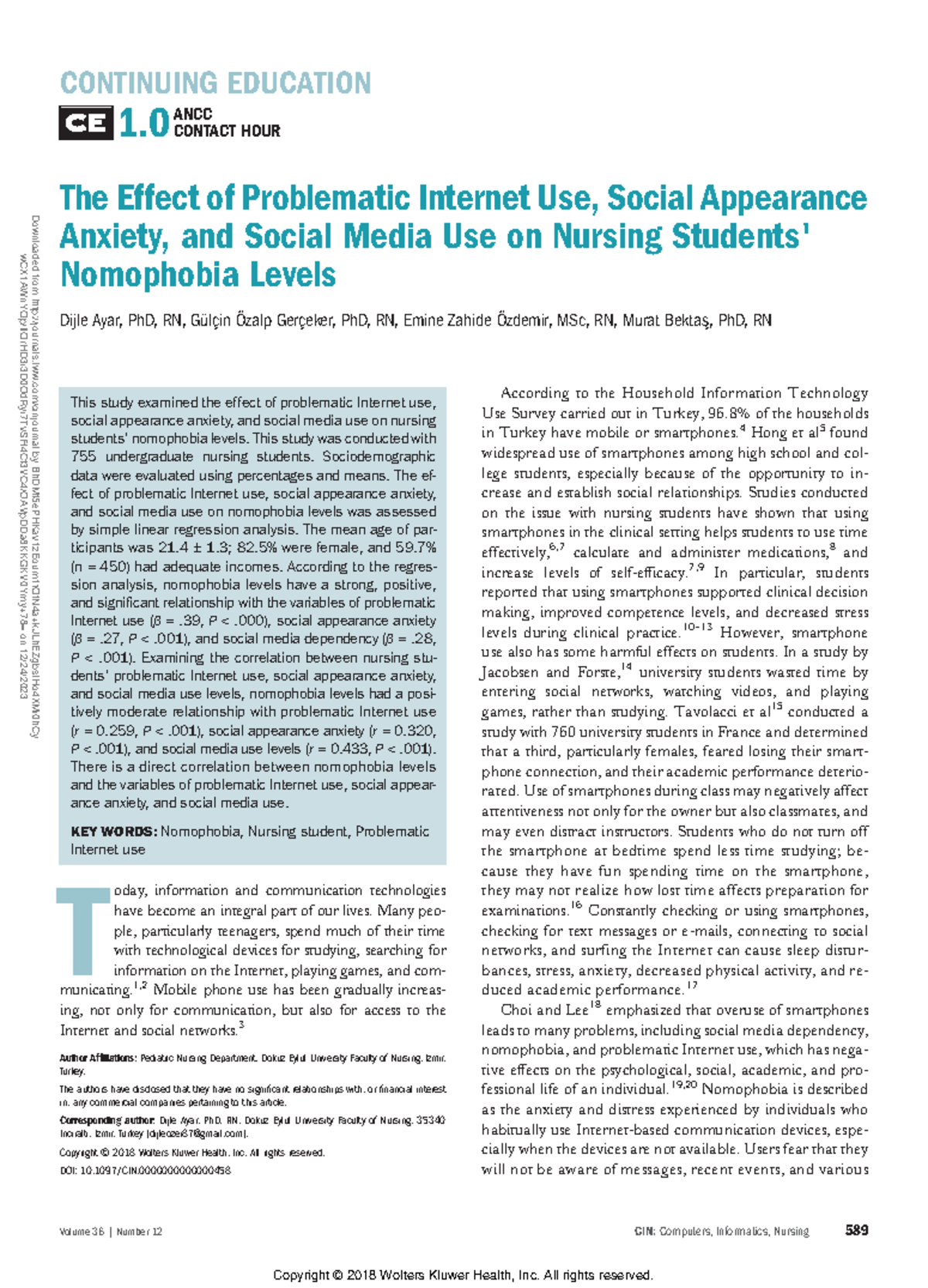 The effect of problematic internet use, social - The Effect of ...