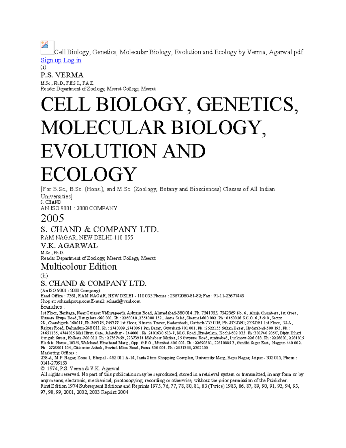 Cell Biology - VERMA M., Ph., F.E.S., F.A. Reader Department of Zoology ...