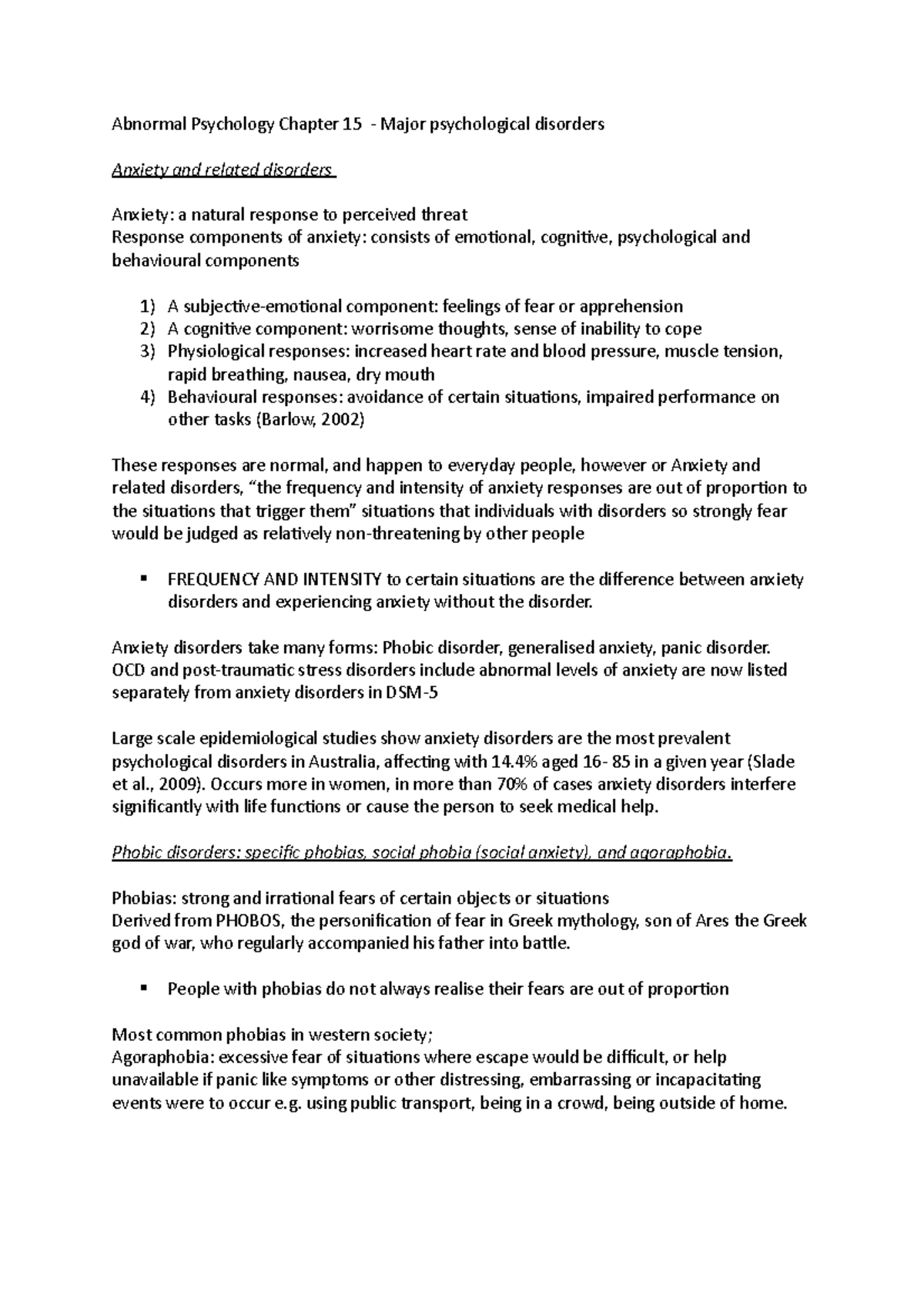 Abnormal Psychology Chapter 15 Major psych disorders - Abnormal ...