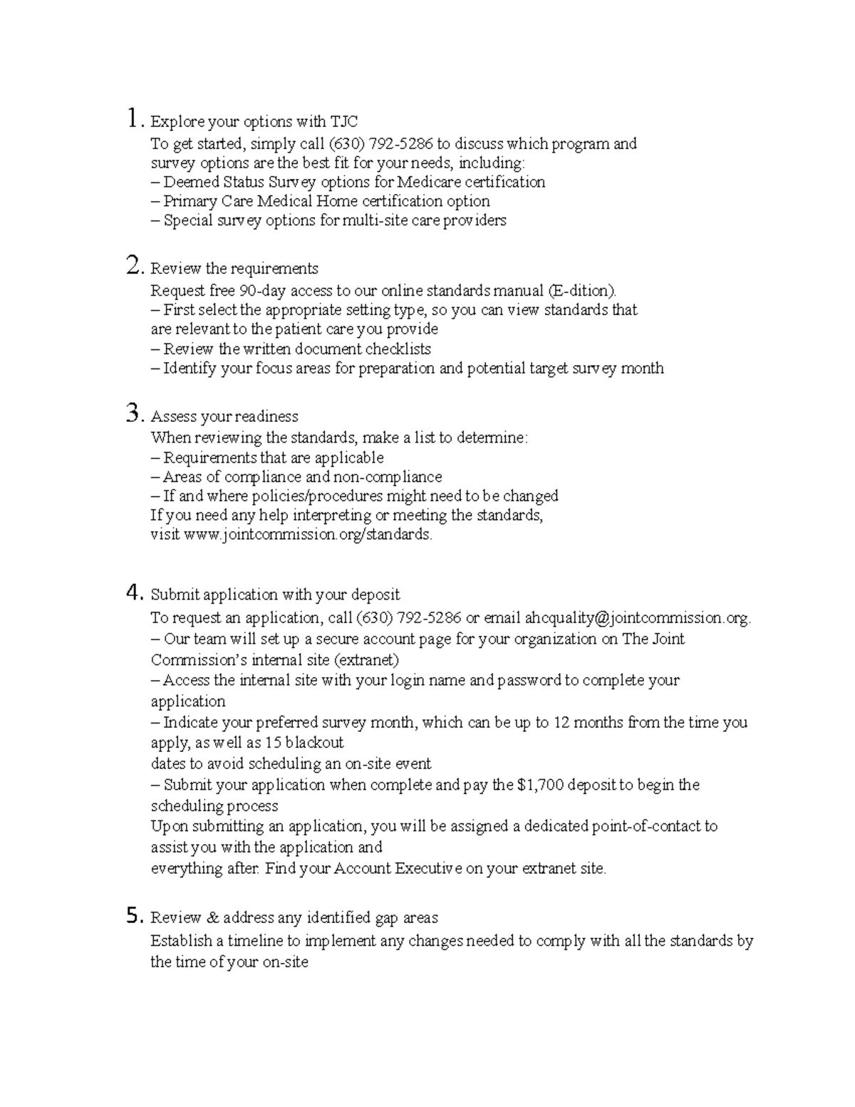 Steps for TJC accreditation - 1 your options with TJC To get started ...