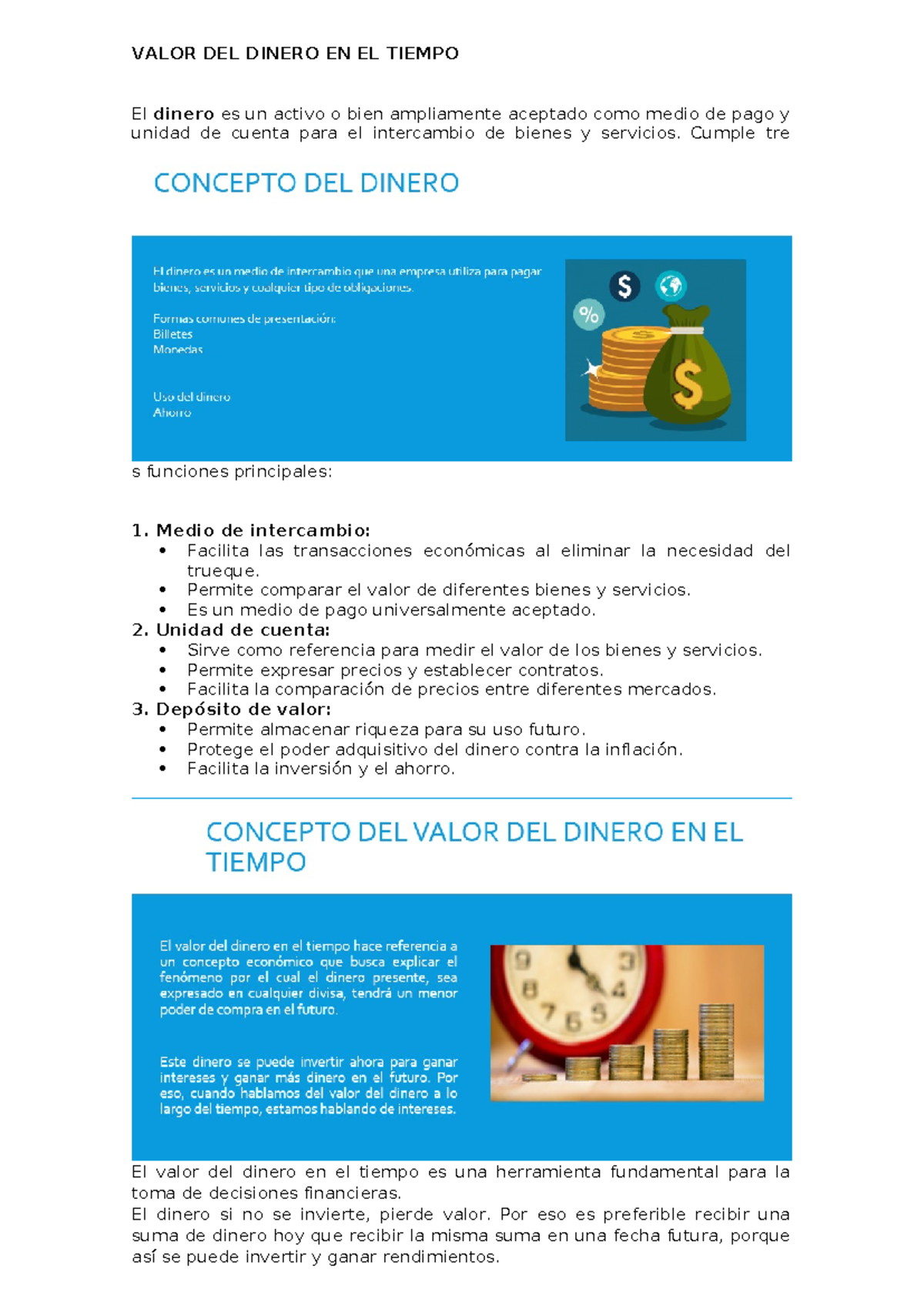 Valor DEL Dinero EN EL Tiempo - VALOR DEL DINERO EN EL TIEMPO El dinero ...