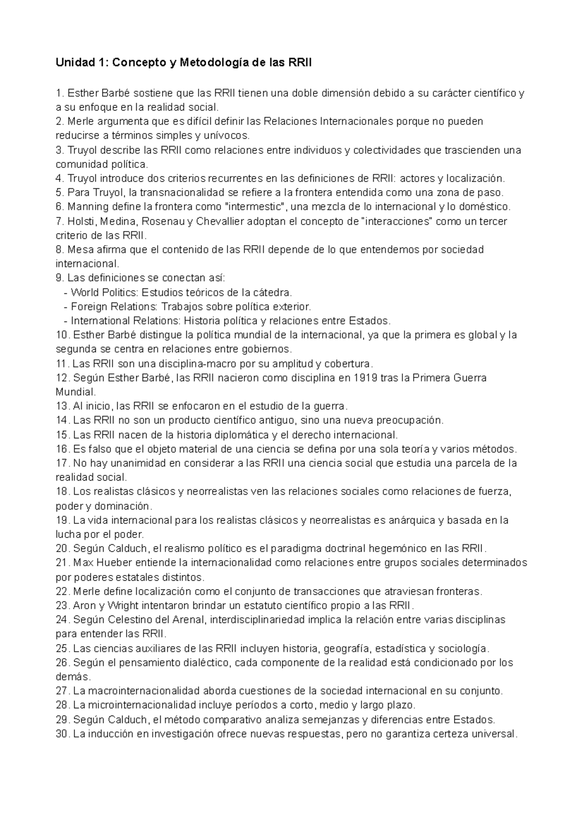 Inrri - Unidad 1: Concepto y Metodología de las RRII 1. Esther Barbé ...