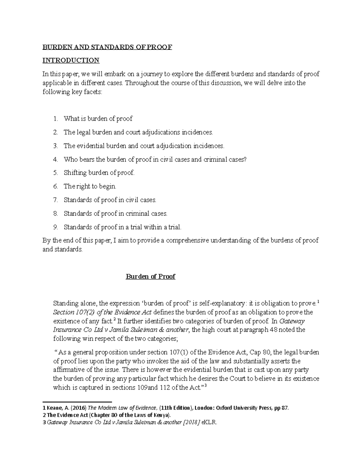 Burden AND Standard OF Proof - BURDEN AND STANDARDS OF PROOF ...