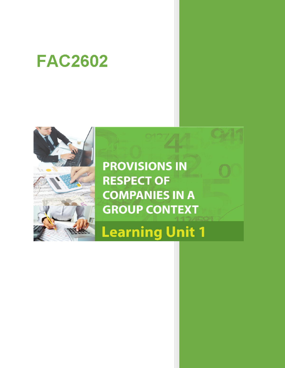 Learning Unit 1 -7 - FAC LEARNING OUTCOME You should be able to ...