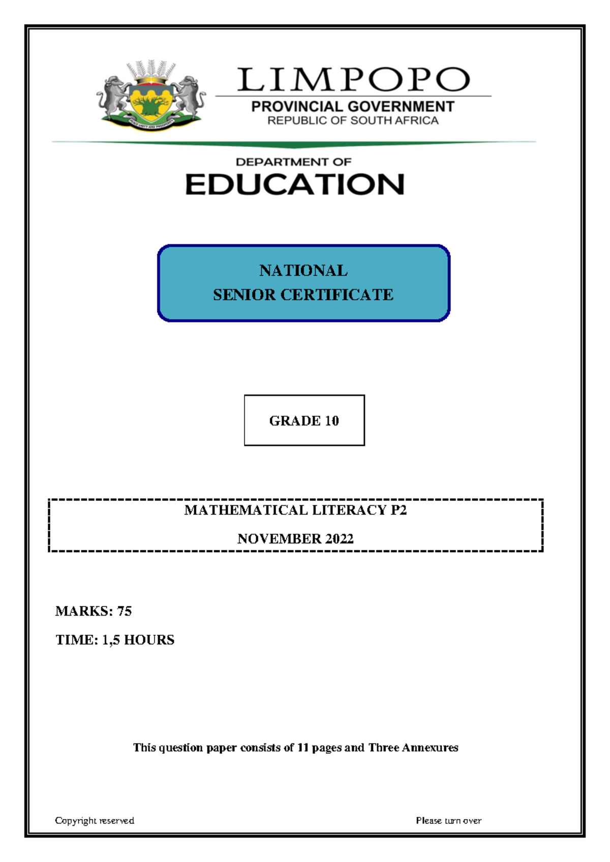 Math Lit Q Paper (P2) 2022 gr10-1 - GRADE 10 MATHEMATICAL LITERACY P ...