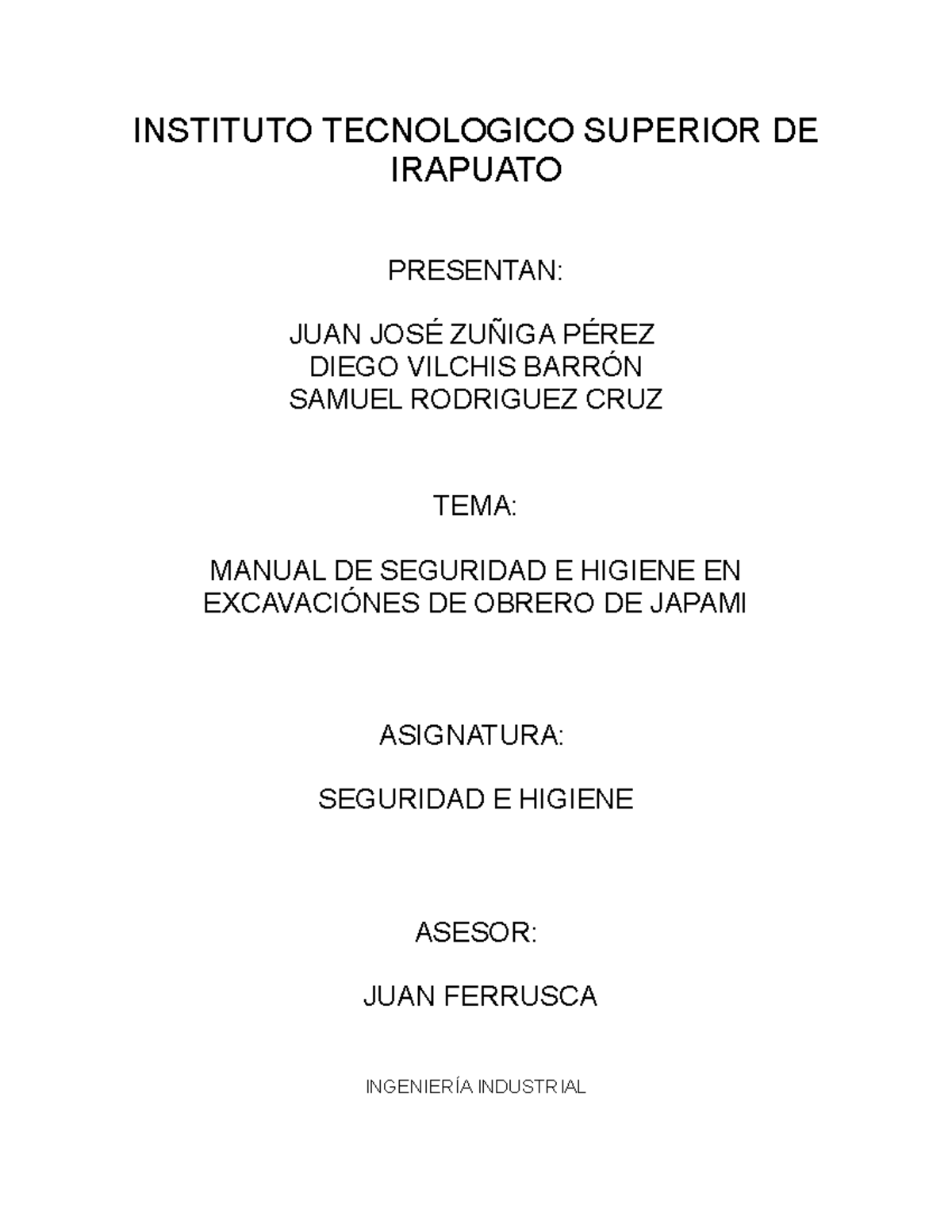 Mejora Japami 3 - trabajo de ITESI - INSTITUTO TECNOLOGICO SUPERIOR DE ...