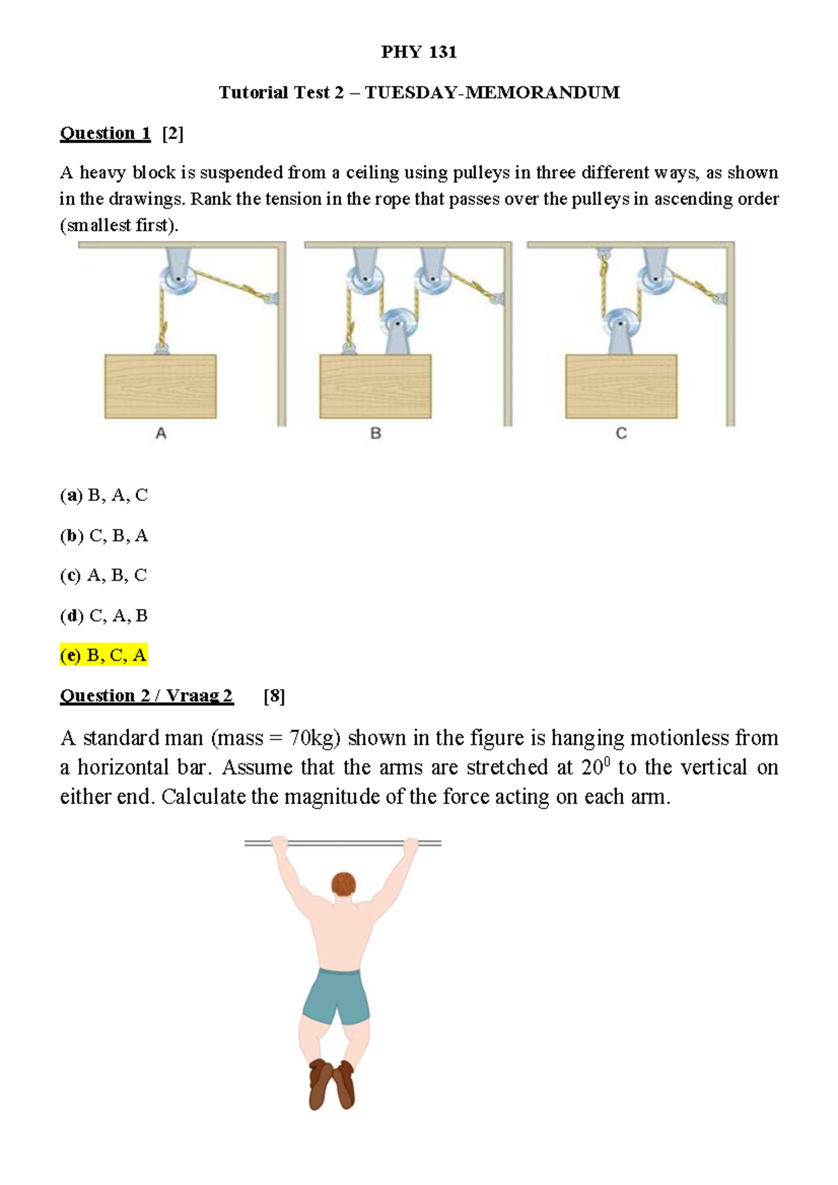 Seventh Star - PHY43 - PHY 131 TT2 - Physics Tutorial Test 2 - Session ...