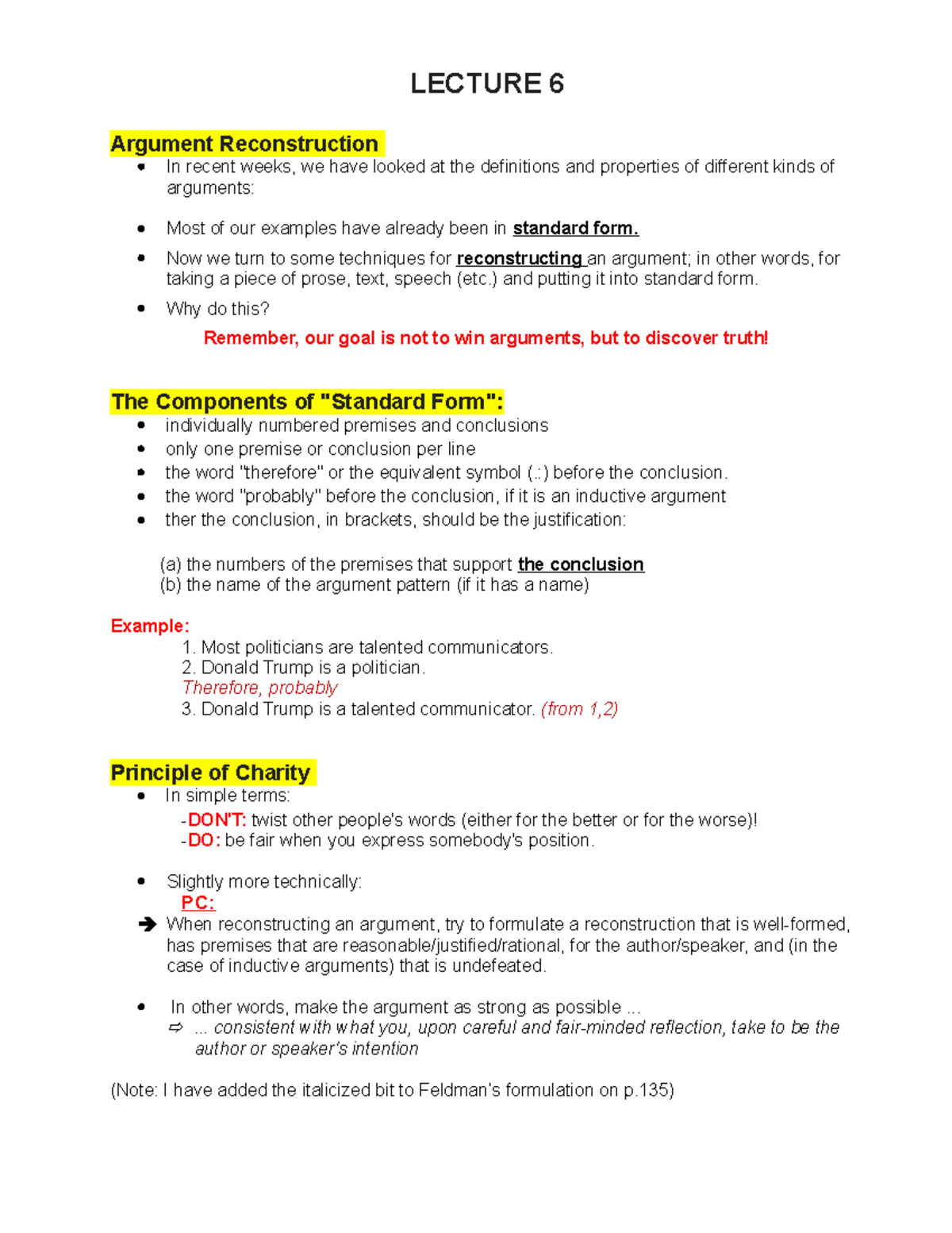 SSH 105 - Week 6 Lecture 6 Study NOTES - LECTURE 6 Argument ...