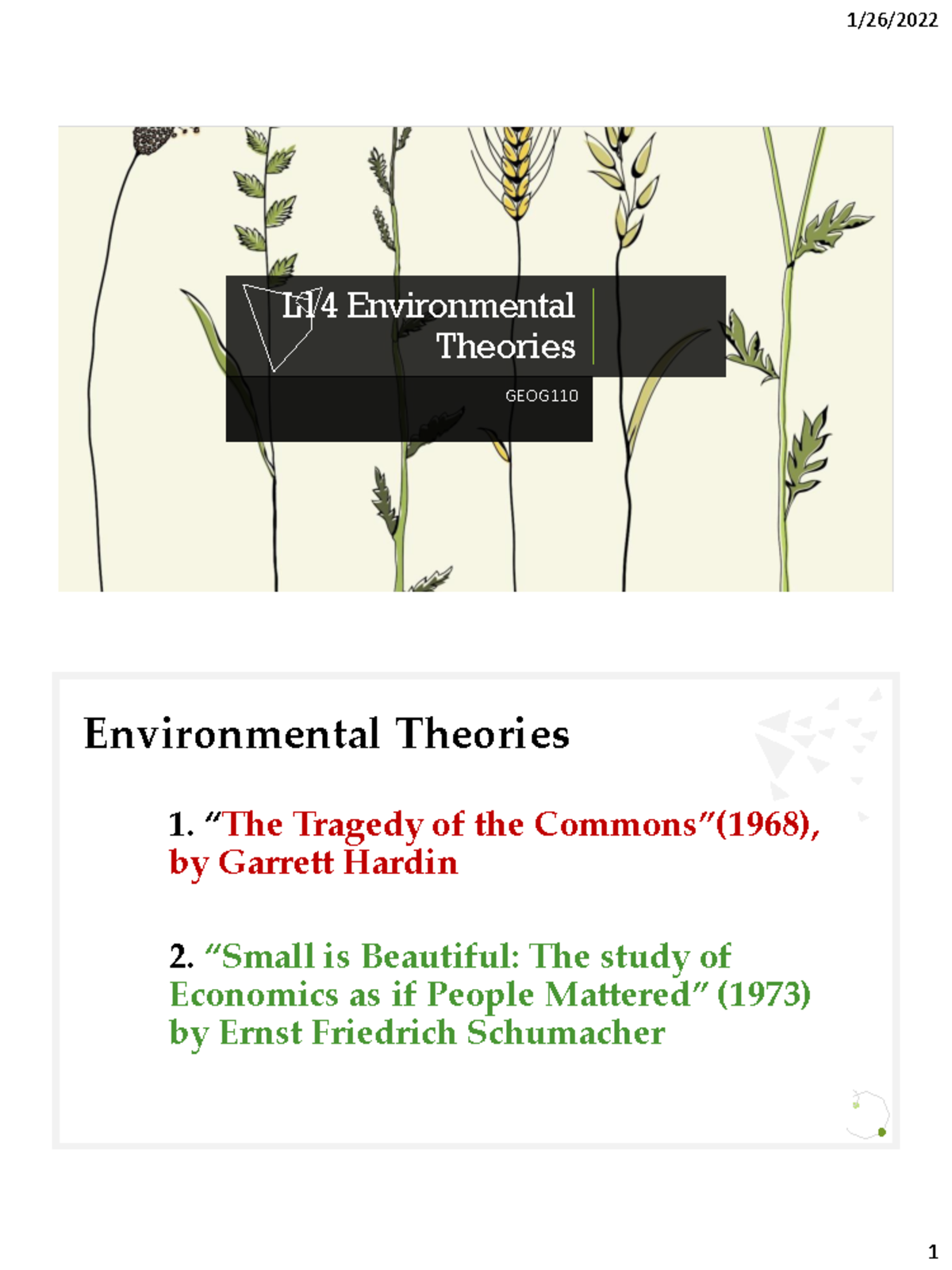 L14 Environmental Theories - L14 Environmental Theories GEOG Your Logo ...