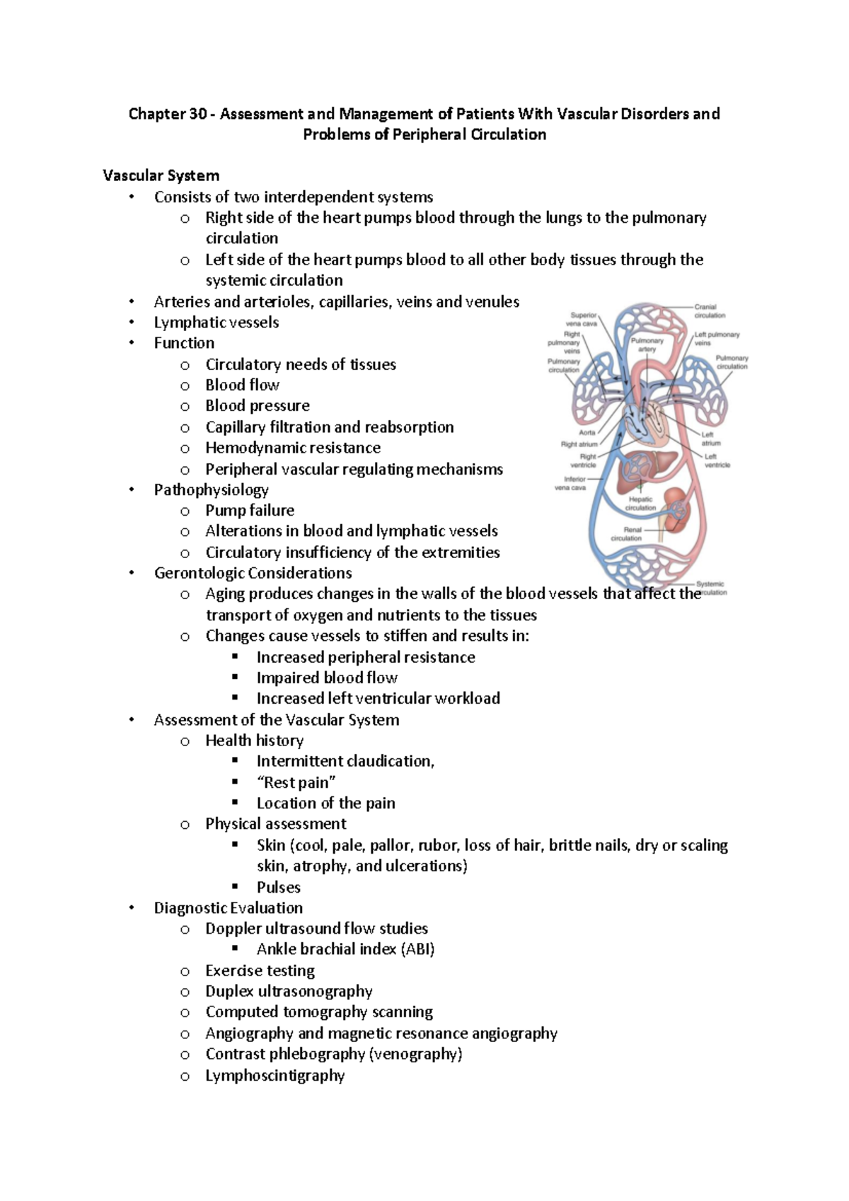 NURS 332 - Medsurg Cardiac Week 3 Notes - Chapter 30 - Assessment and ...