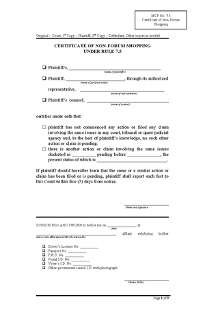 MCF 2.6 Motion to Sever Misjoined Cause of Action - MCF No. 2. Motion ...
