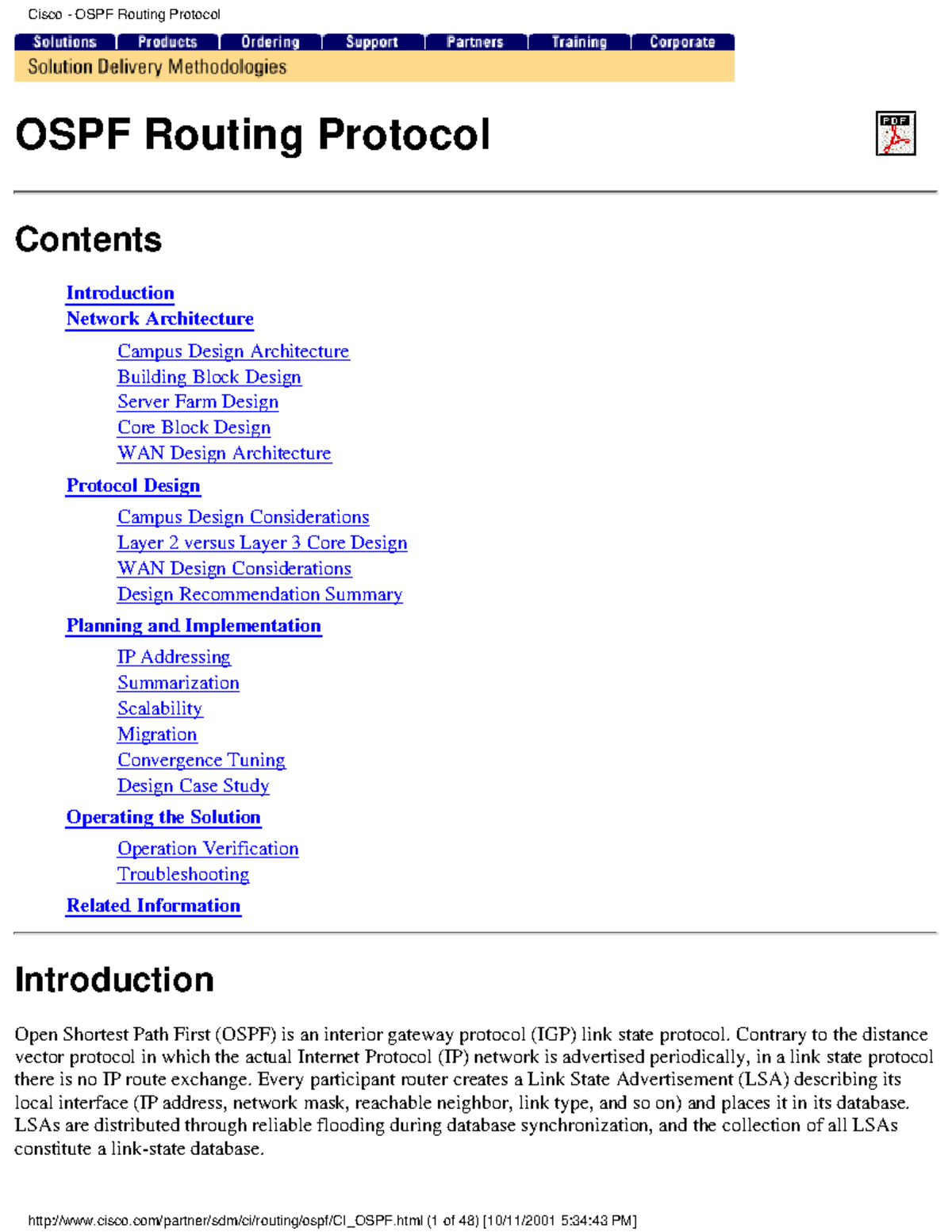 OSPF Routing Protocol - OSPF Routing Protocol Contents Introduction Network Architecture Campus ...
