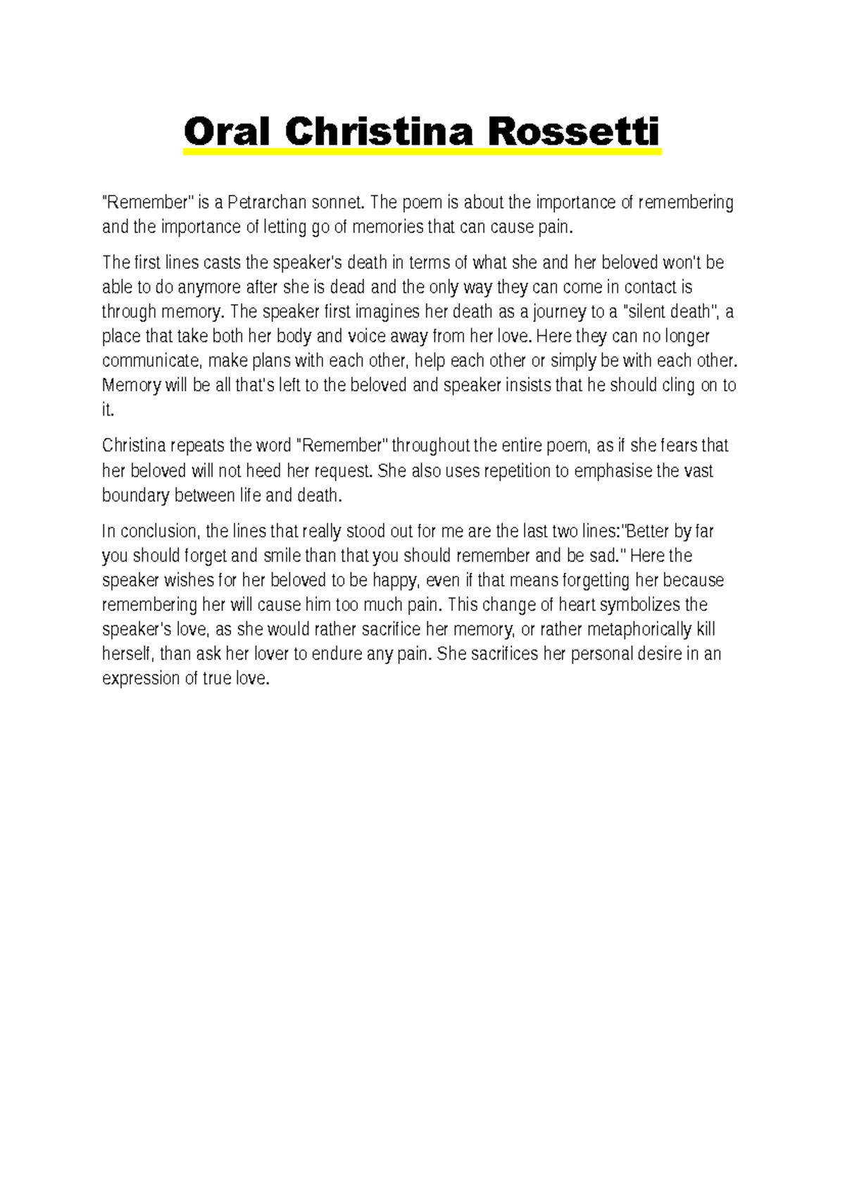 Oral Christina Rossetti presentation - Oral Christina Rossetti ...