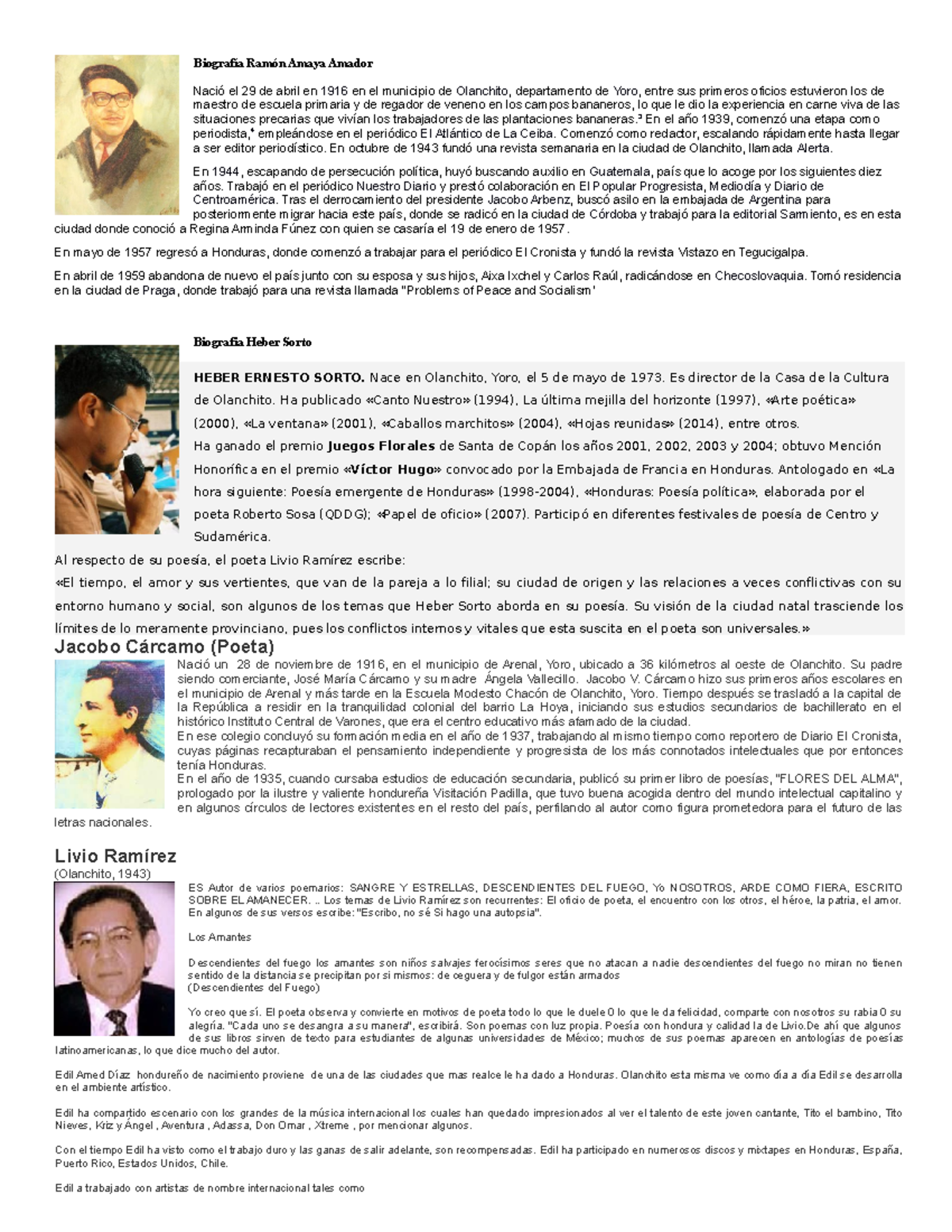 Biografía de escritores de Honduras - Biografía Ramón Amaya Amador Nació el 29 de abril en 1916 ...