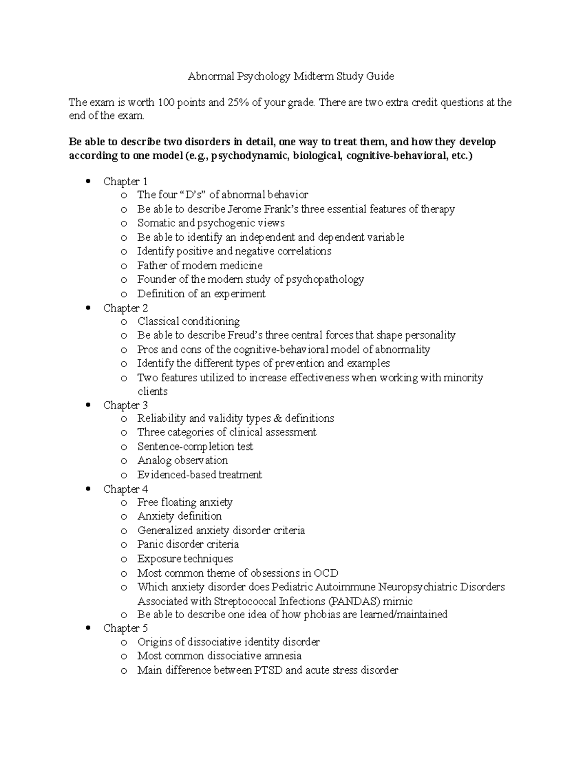 Abnormal+Psychology+Midterm+Study+Guide - Abnormal Psychology Midterm ...