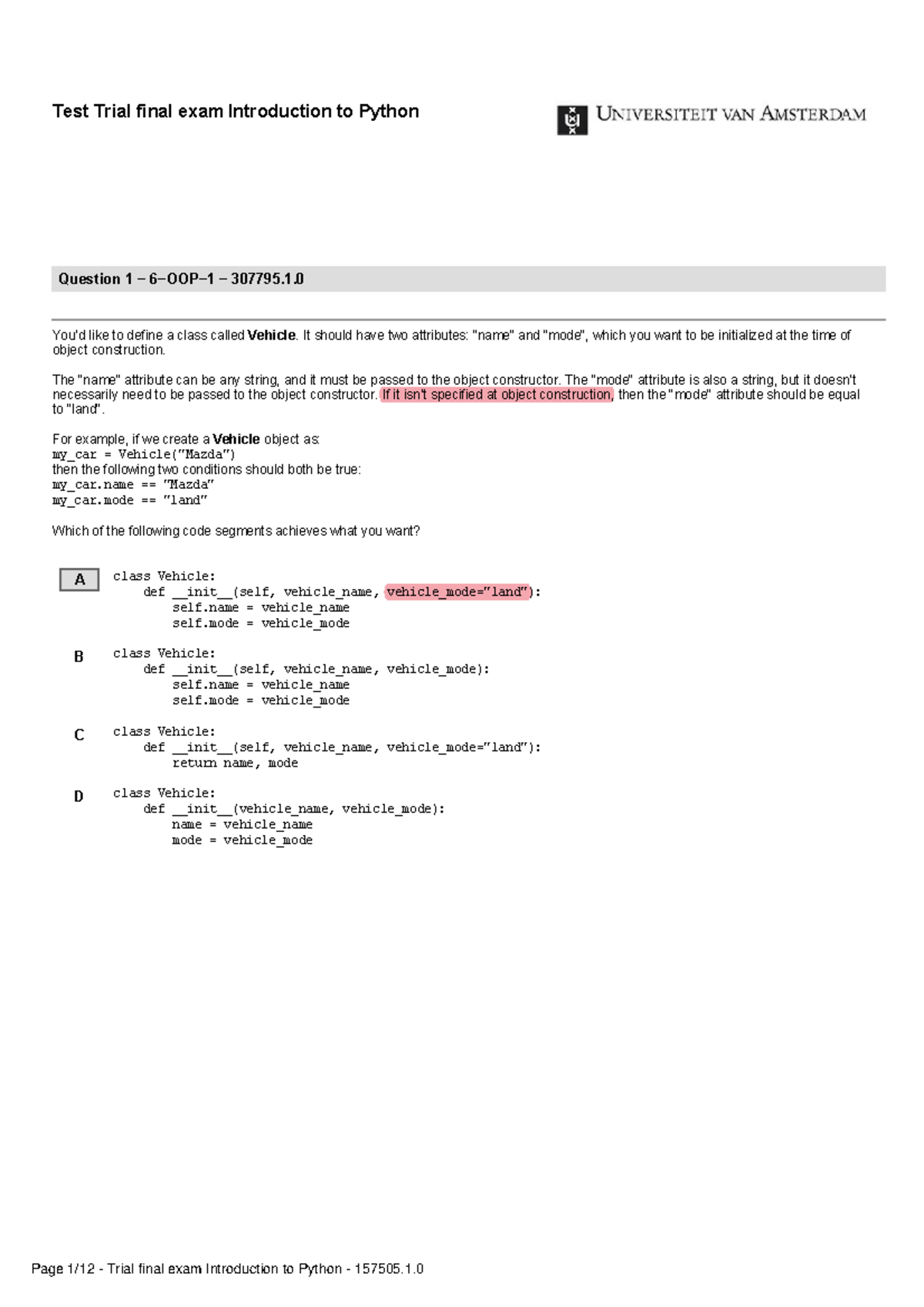 Trial final exam with solutions - Test Trial final exam Introduction to ...