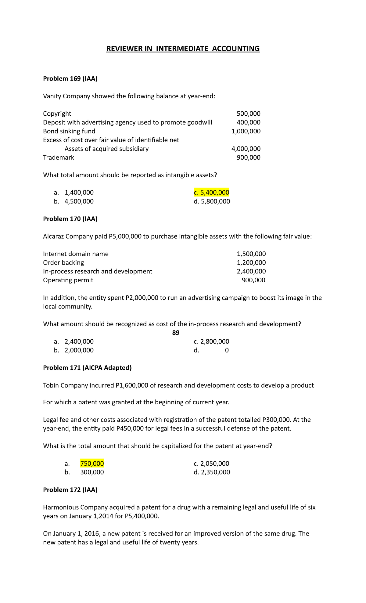 Reviewer in Int Acc 1 - Accountancy - Studocu