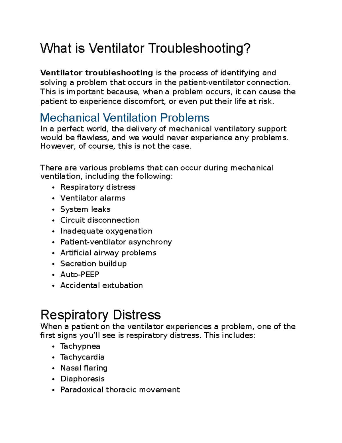 What is Ventilator Troubleshooting - What is Ventilator Troubleshooting ...