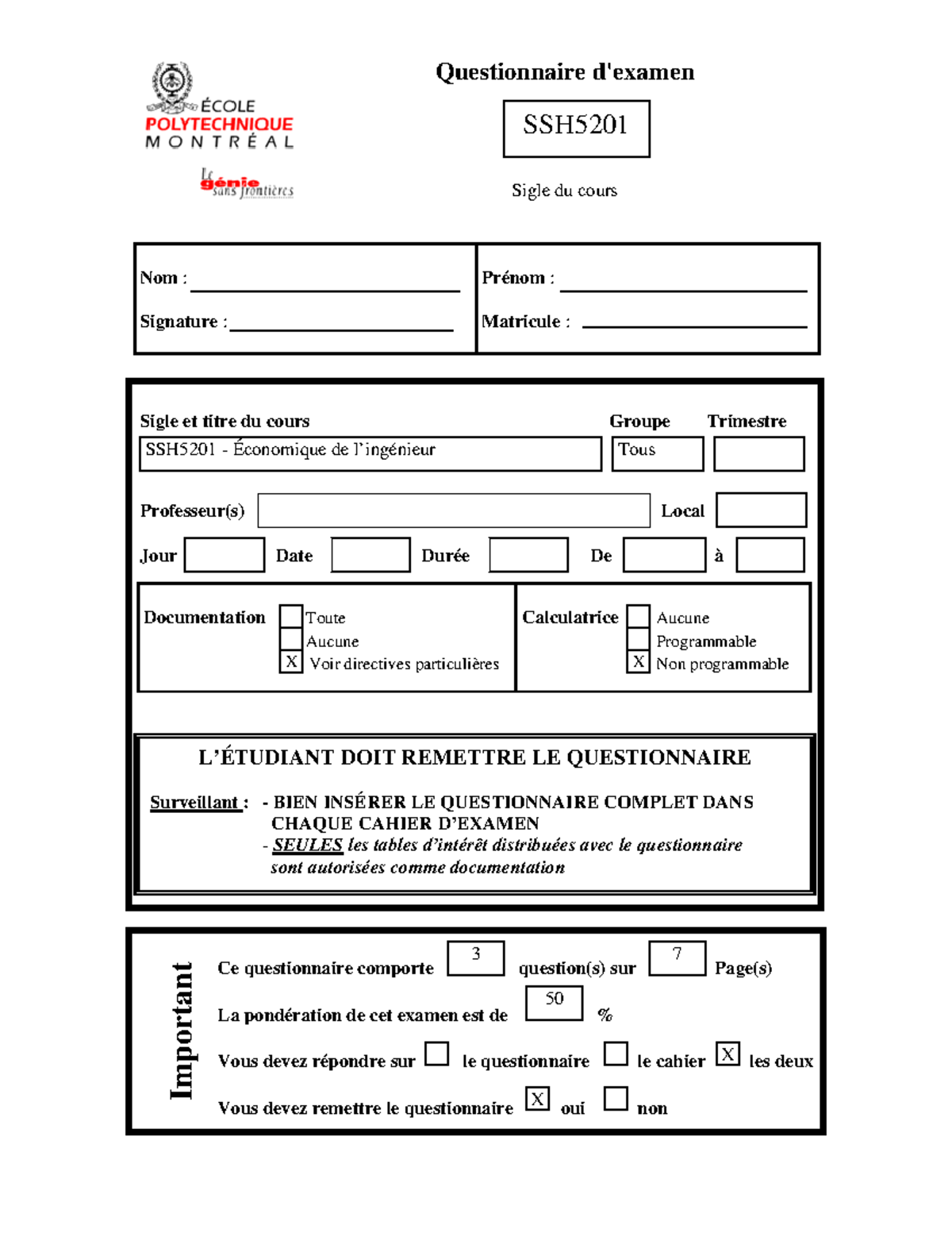 Questionnaire dexamen A01- final et solution Moodle 8pc sans TRC np ...
