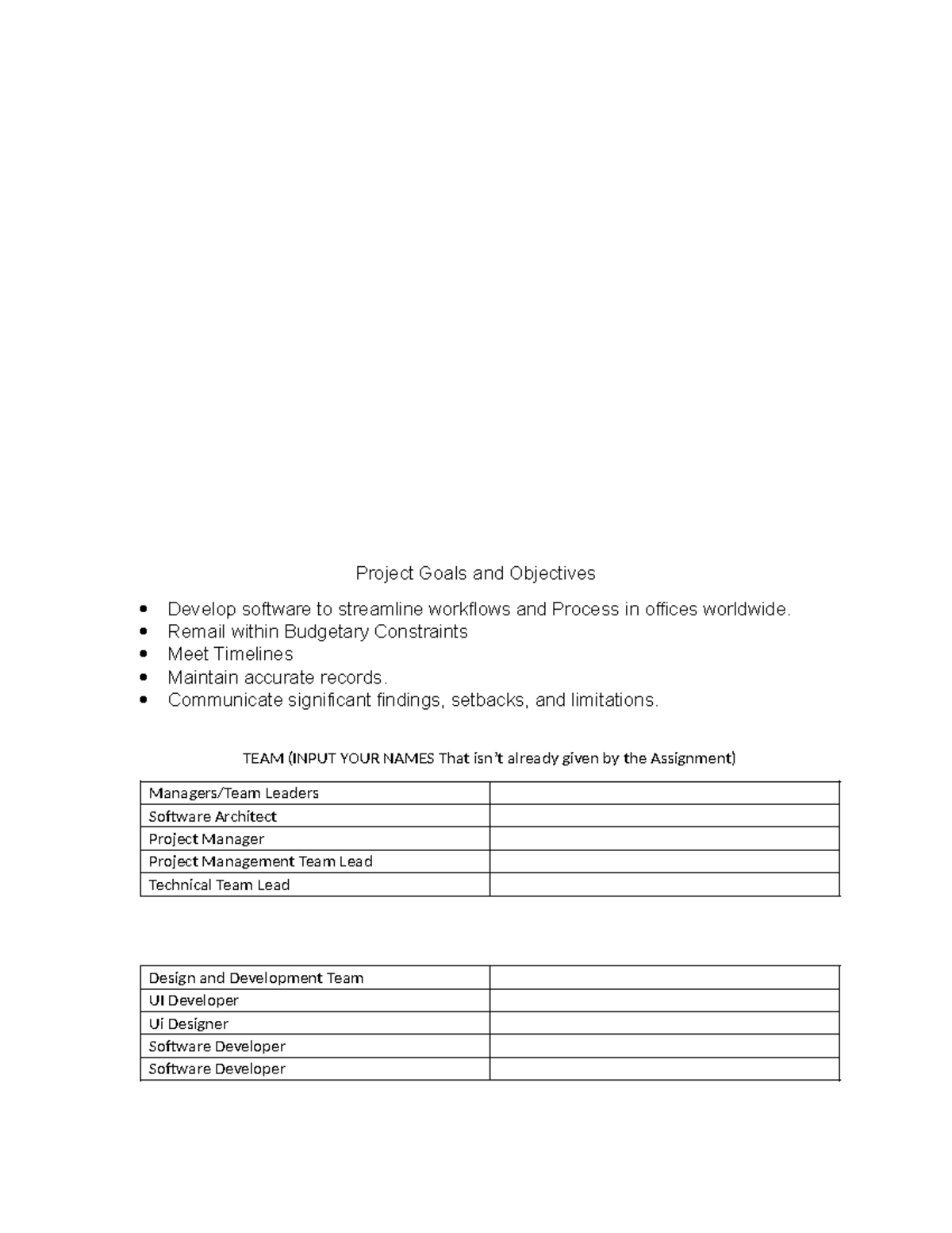 5-2 Project Status Report - Project Goals and Objectives Develop ...