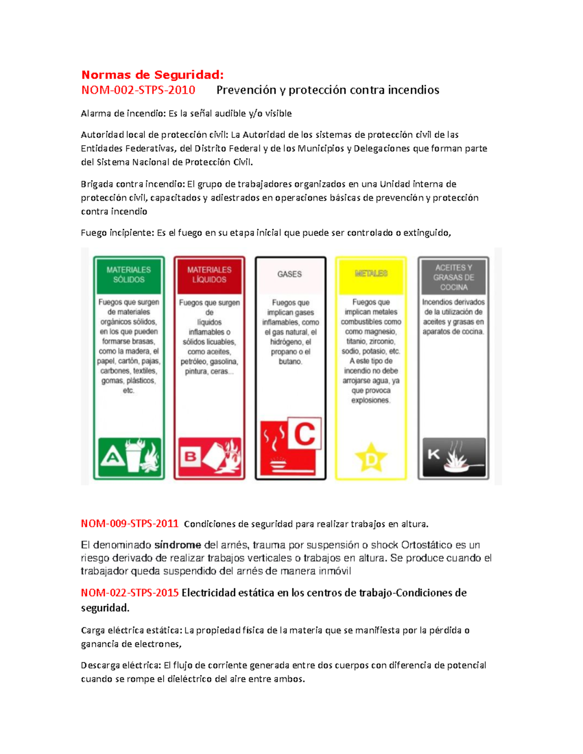 Normas de Seguridad resumen - Normas de Seguridad: NOM-002-STPS-2010 ...
