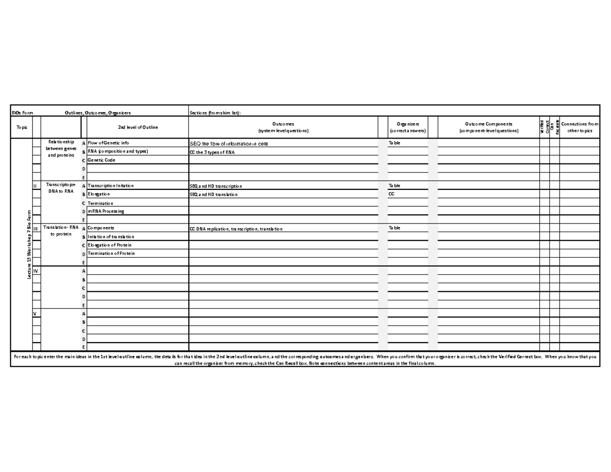 Bi Os Form Lecture 15 workshop 7 - A Flow of Genetic info SEQ the flow ...