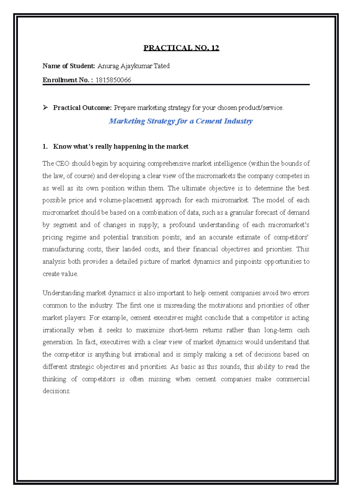 EDP Practical 12 - Notes - PRACTICAL NO. 12 Name of Student: Anurag ...