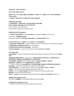 29 Study Guide - chapter 29 - Chapter 29: Plant Diversity I: How Plants ...