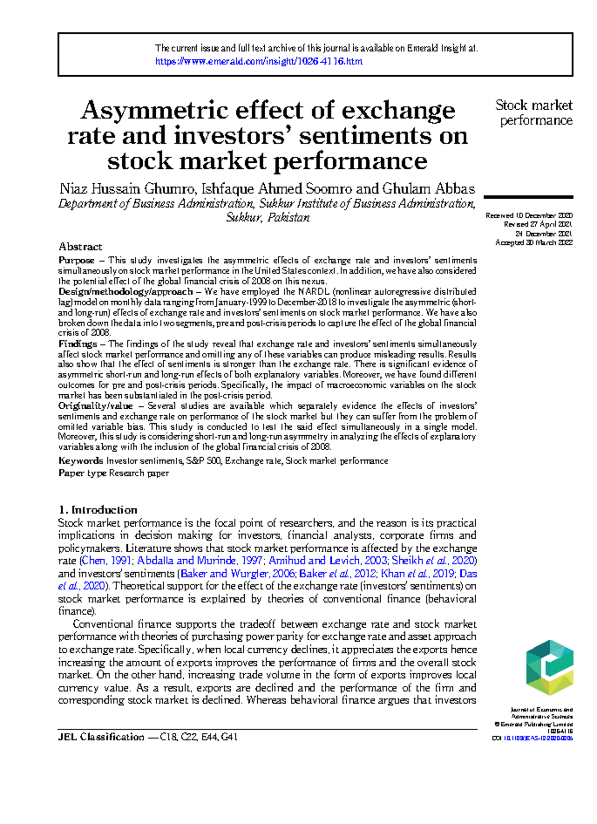 Asy Eff of ER & VIX - Asymmetric effect of exchange rate and investors ...
