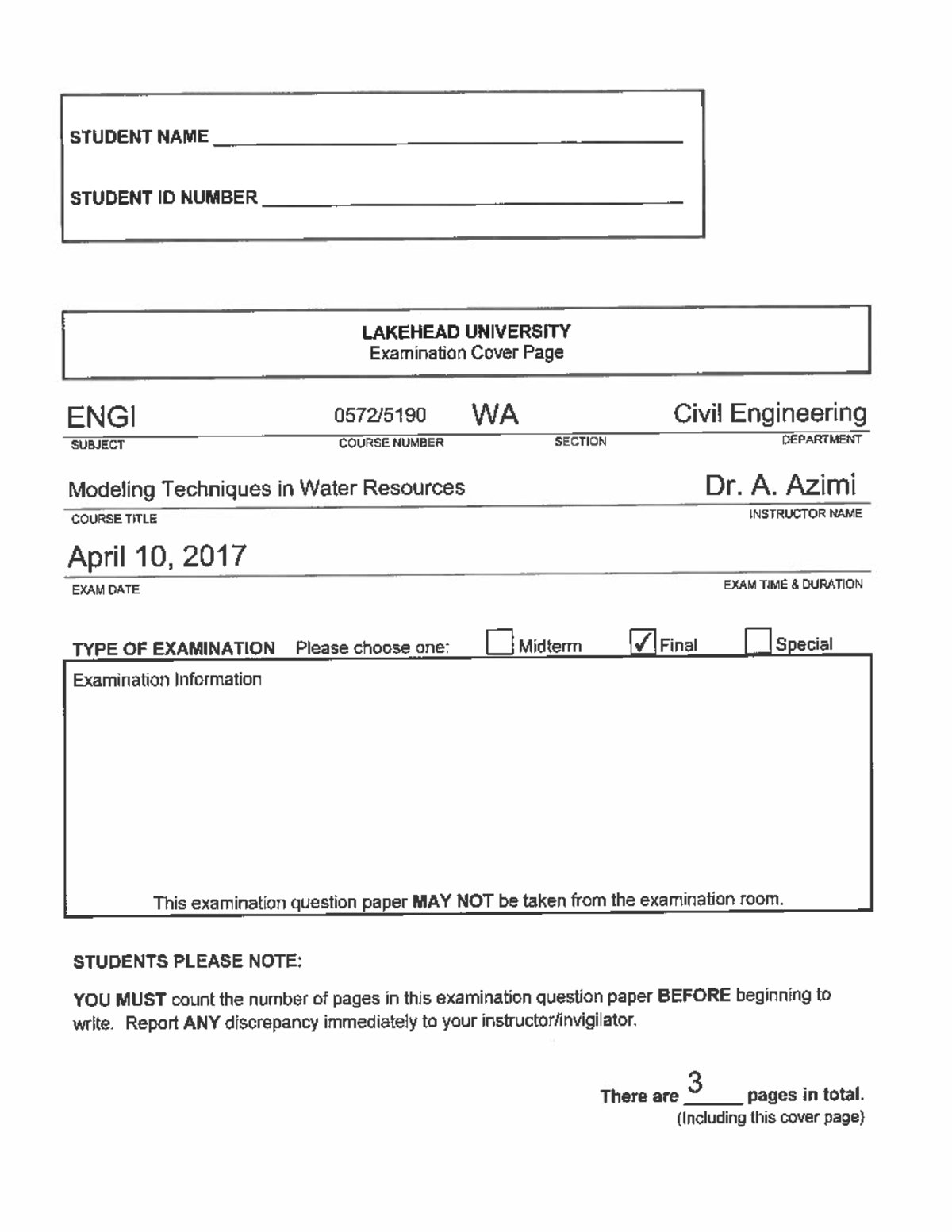 Exam 2017 Questions STUDENT NAME STUDENT ID NUMBER LAKEHEAD exam-2017-questions-student-name-student-id-number-lakehead