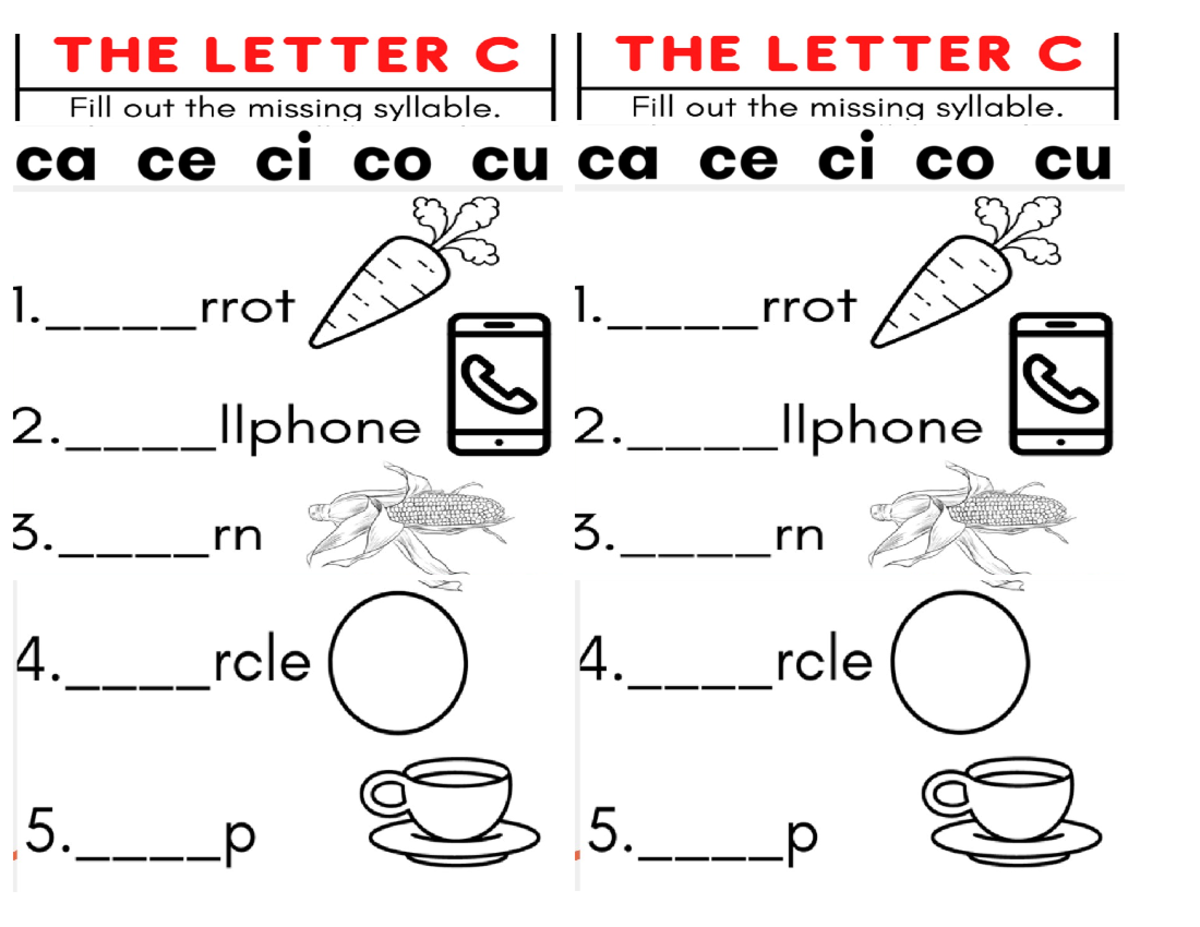 Letter Ww worksheets - For Young Learners - THE LETTER C THE LETTER C ...