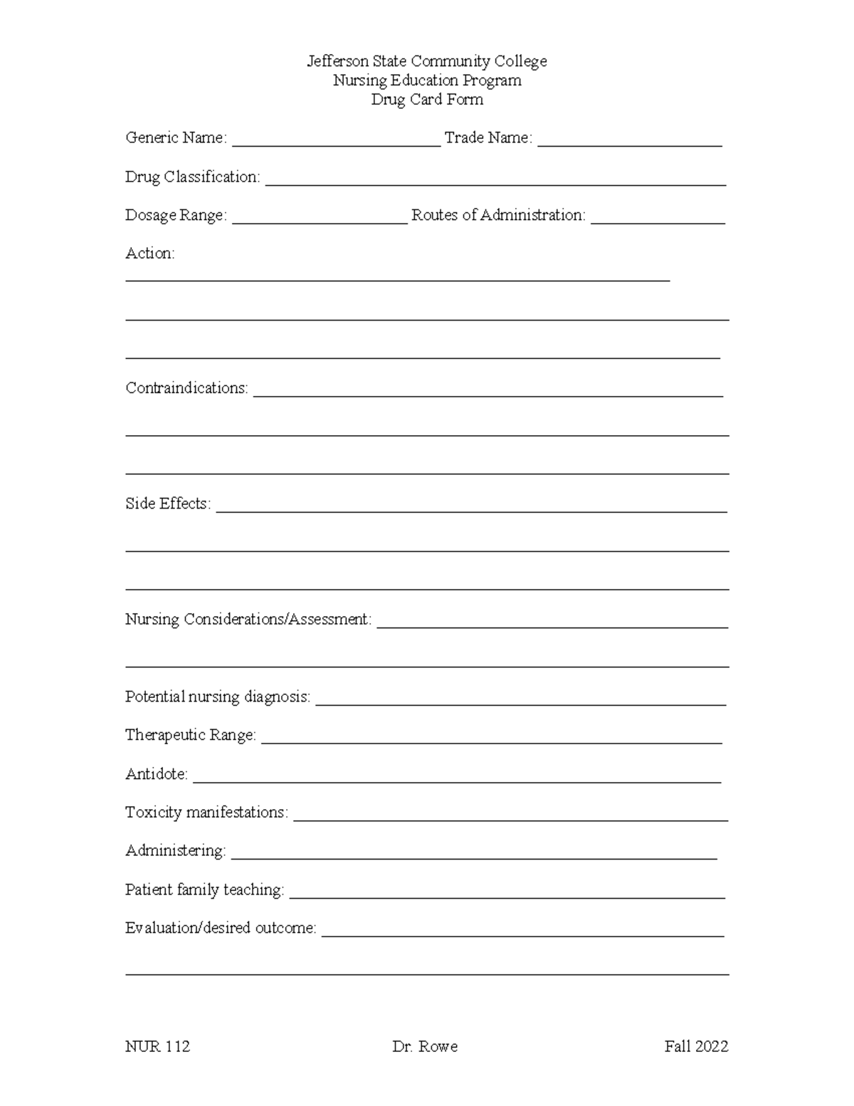 Drug card(1)(1) - Tagged - Jefferson State Community College Nursing ...