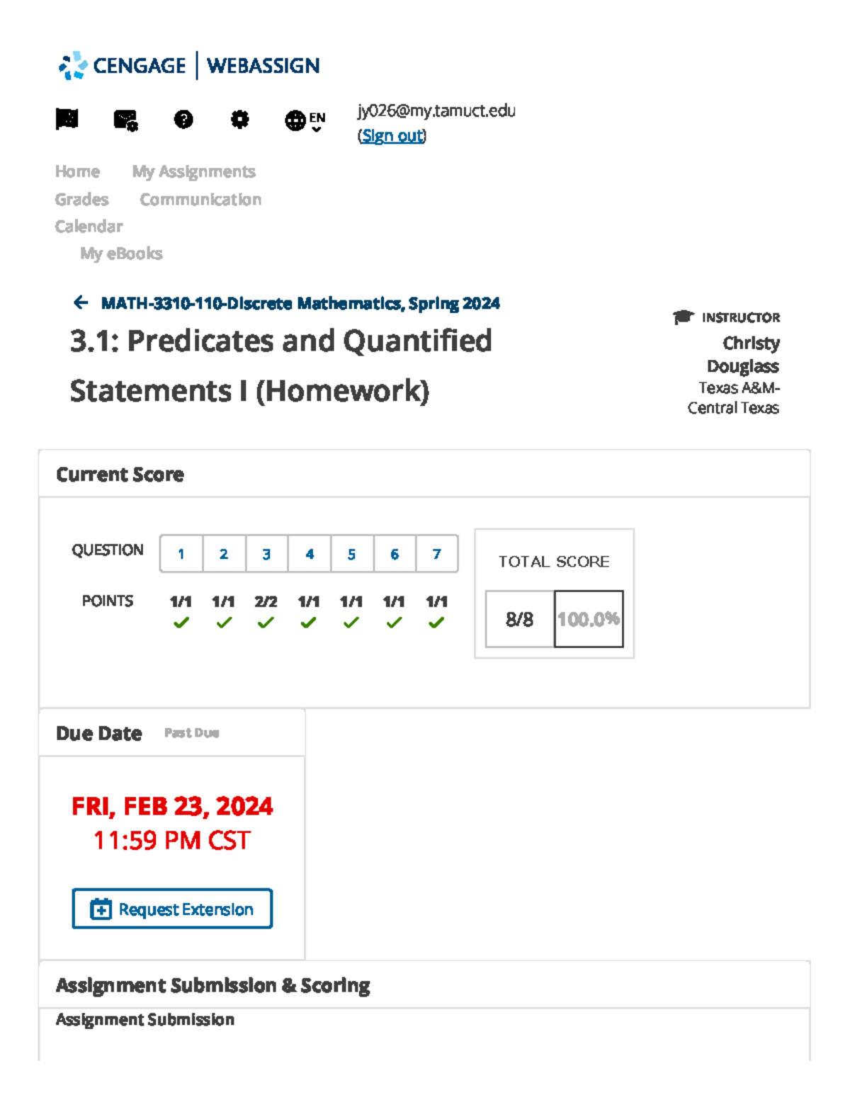 3 - Answered assignments that are given in Cengage - EN jy026@my.tamuct ...