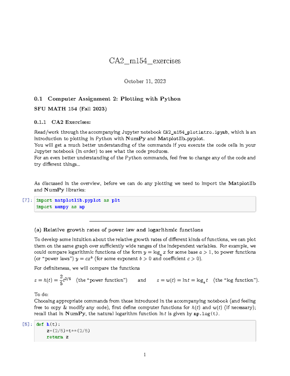 Computer Assignment 2 - yes - CA2_m154_exercises October 11, 2023 0 Computer Assignment 2 ...