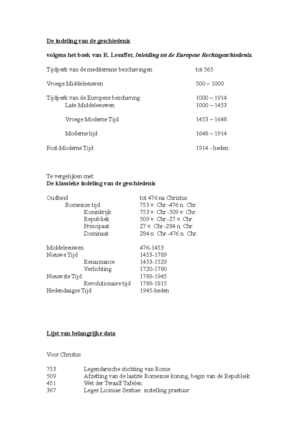Tijdlijn bij het boek - De indeling van de geschiedenis volgens het ...