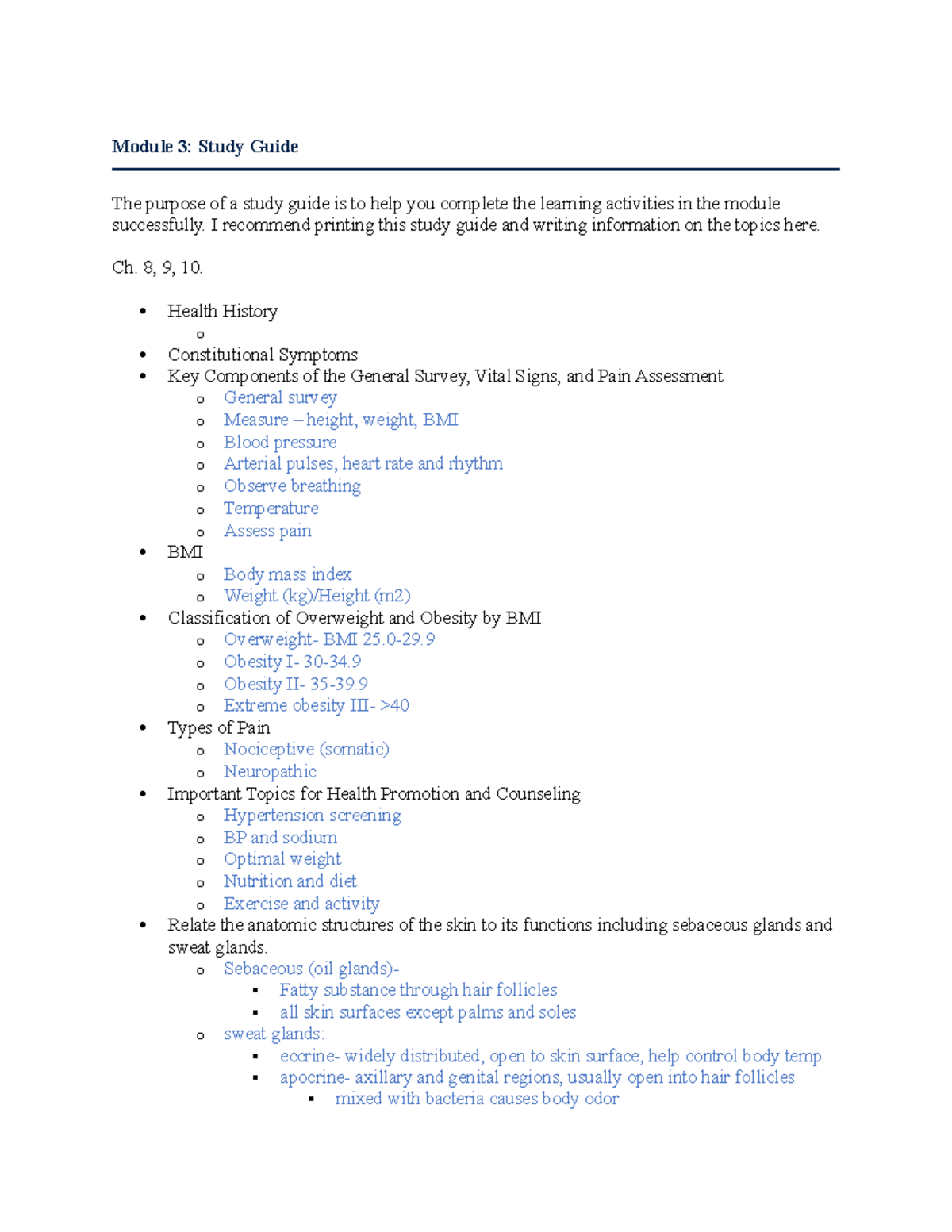 M3 Study Guide-NURS 7143 - Module 3: Study Guide The purpose of a study ...