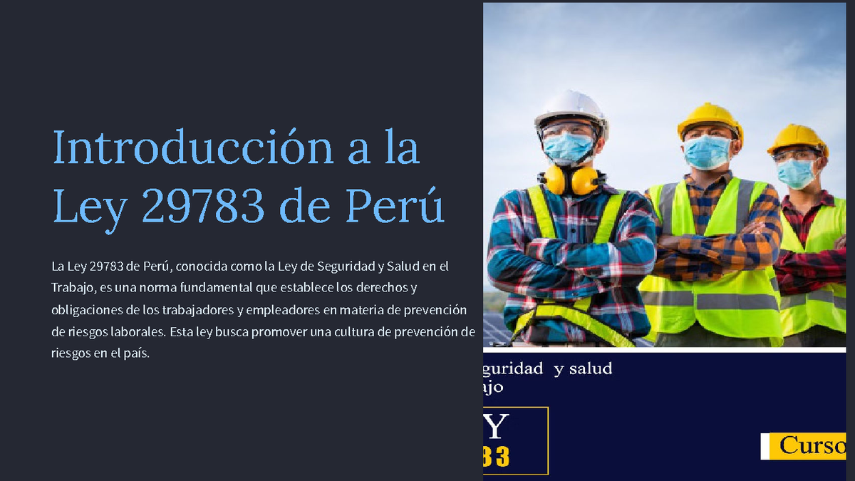 Semana 05 Introduccion-a-la-Ley-29783-de-Peru - Introducción a la Ley 29783 de Perú La Ley 29783 ...
