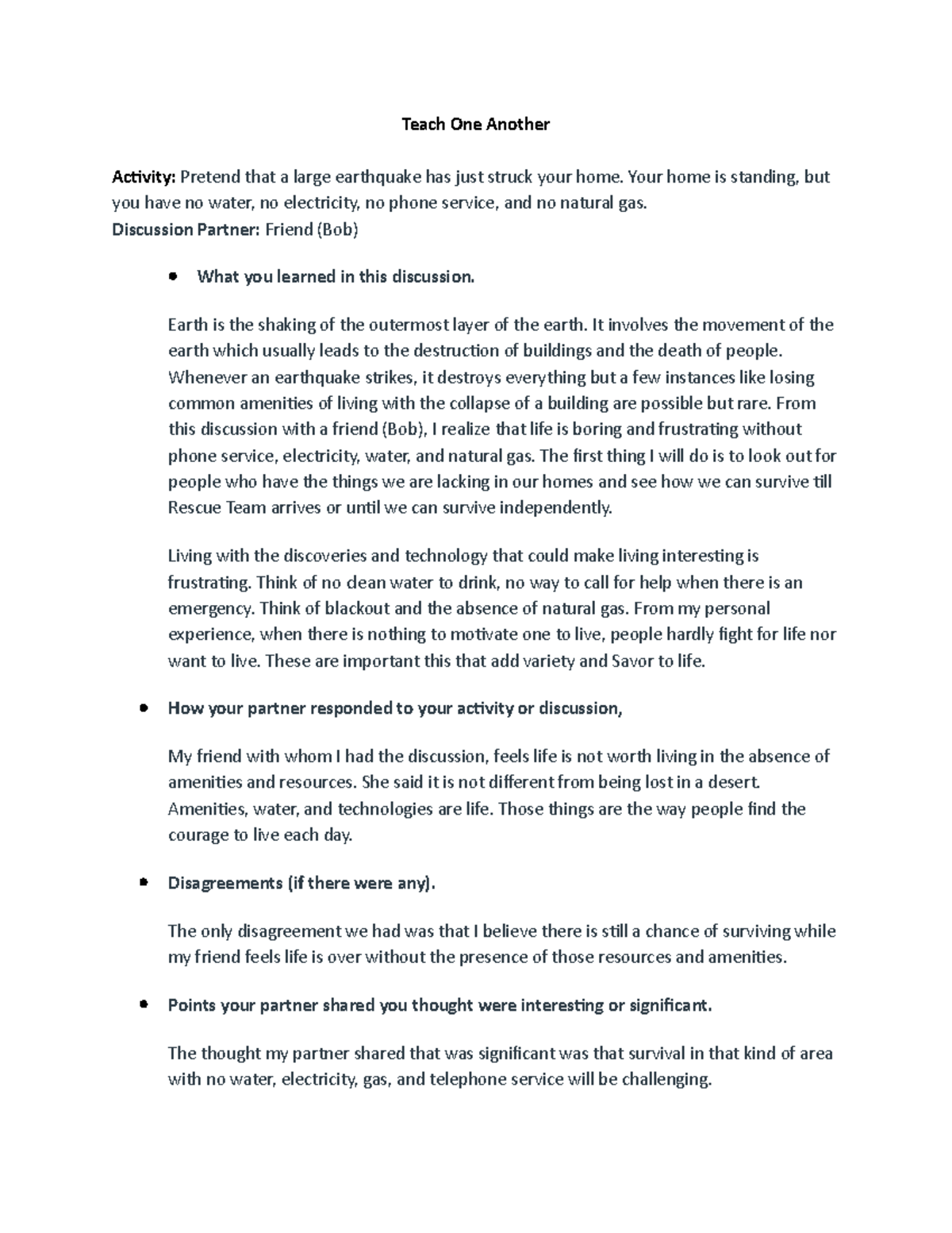 Teach One Another wk 4 GES121 - Teach One Another Activity: Pretend ...