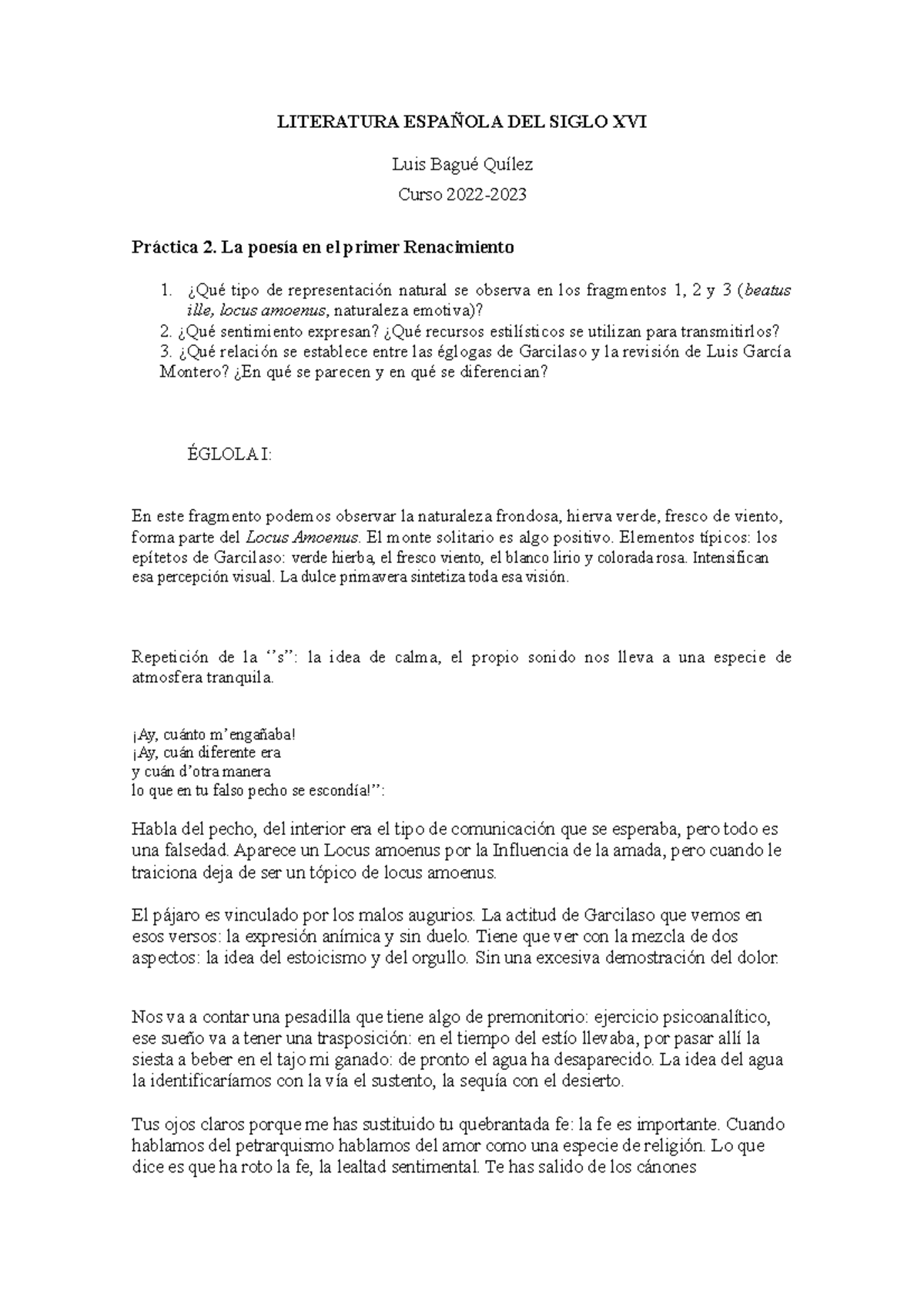 Práctica 2 - Práctica 2 - LITERATURA ESPAÑOLA DEL SIGLO XVI Luis Bagué ...