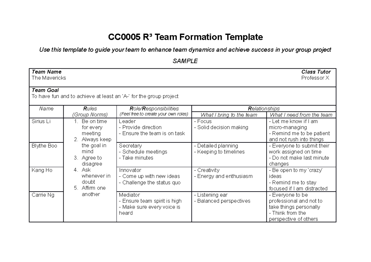 CC0005 Team Formation Template - CC0005 R³ Team Formation Template Use ...