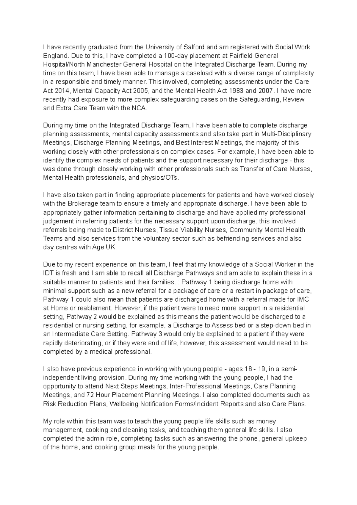 2022 Supporting Statement amy - I have recently graduated from the ...