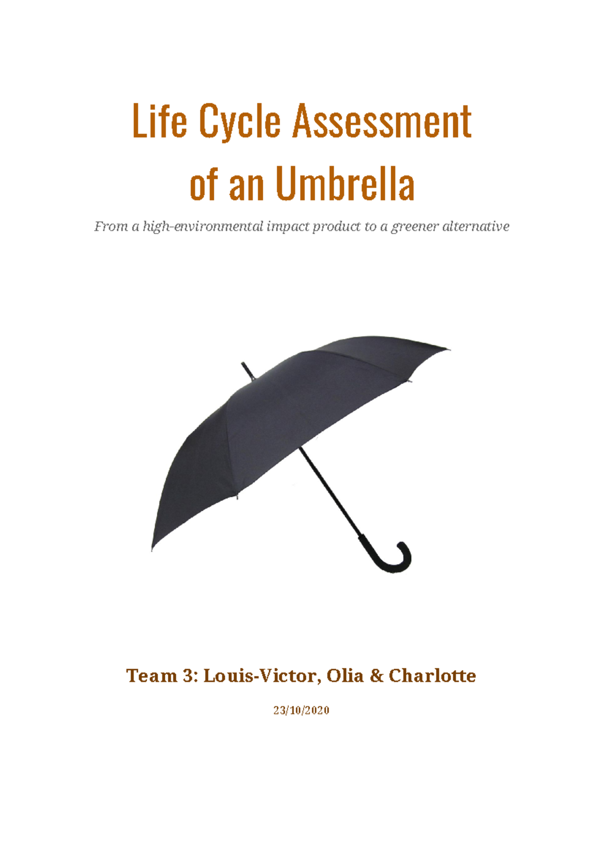 Umbrella - sàdasfd - Life Cycle Assessment of an Umbrella From a high ...