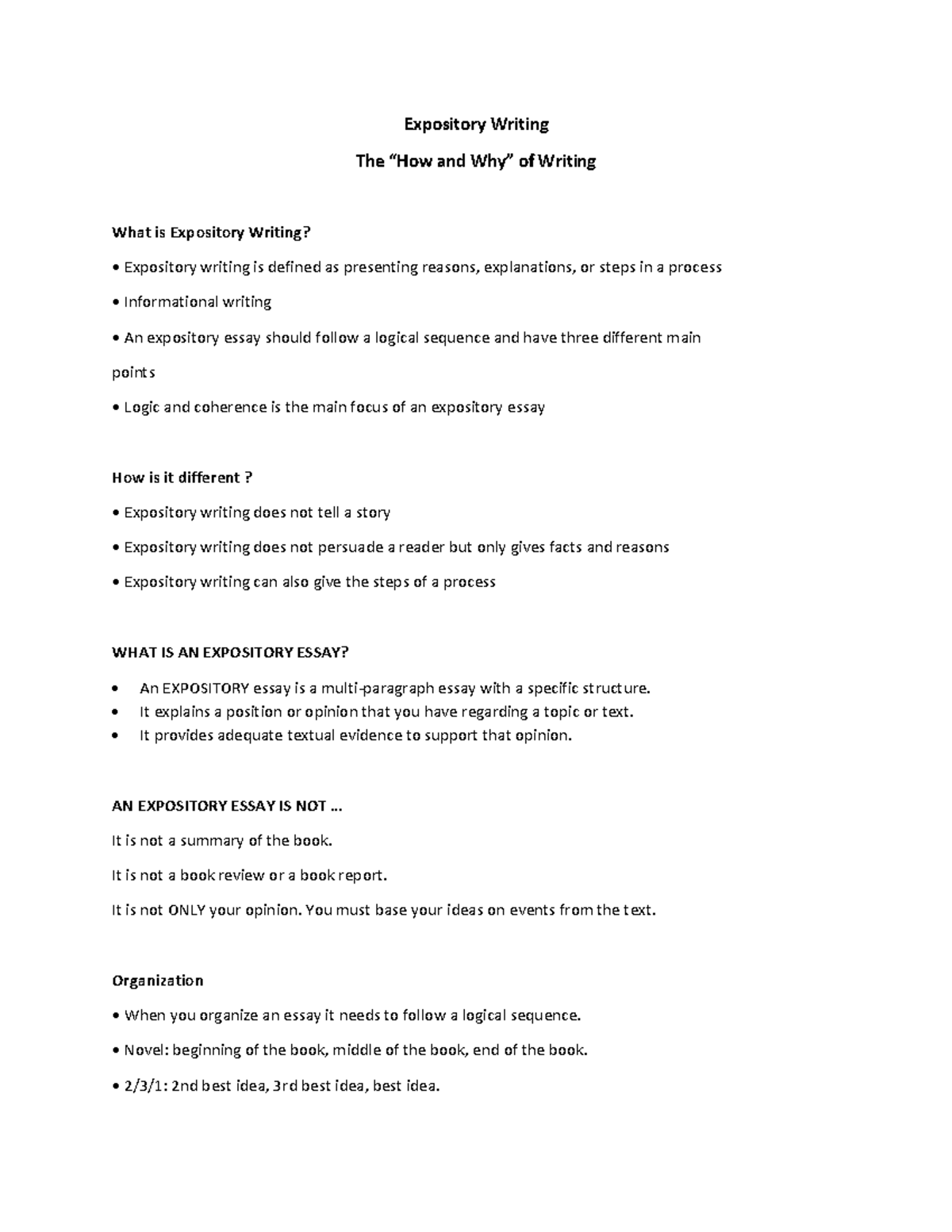 Expository Writing - Expository Writing The